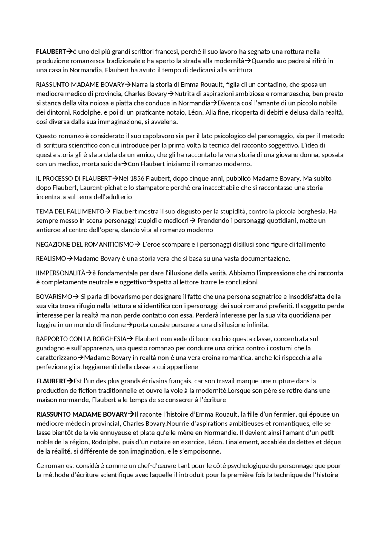 Flaubert Già Scritto In Francese Docsity