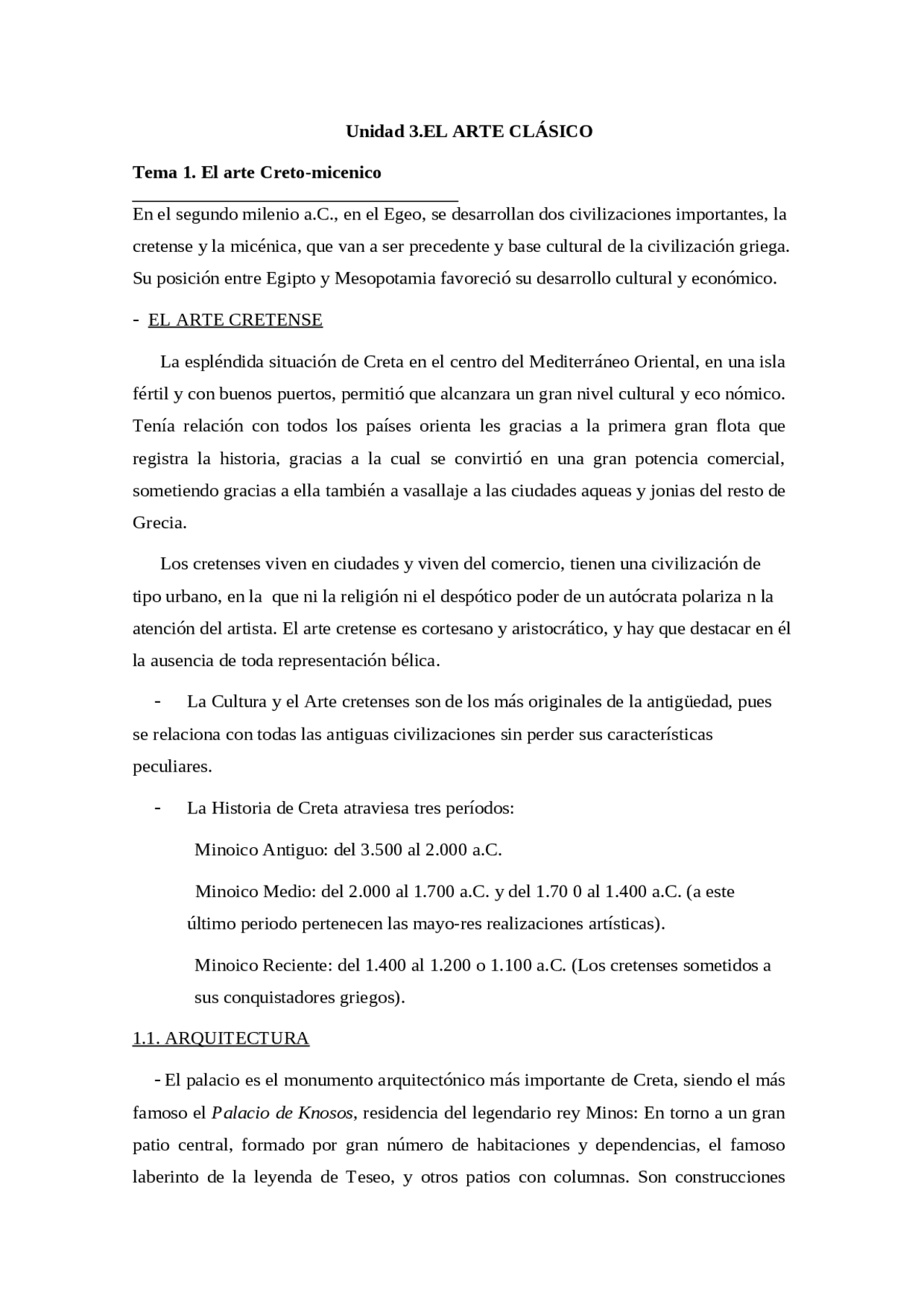 Historia del arte. Unidad 3.El Arte Clásico - Docsity