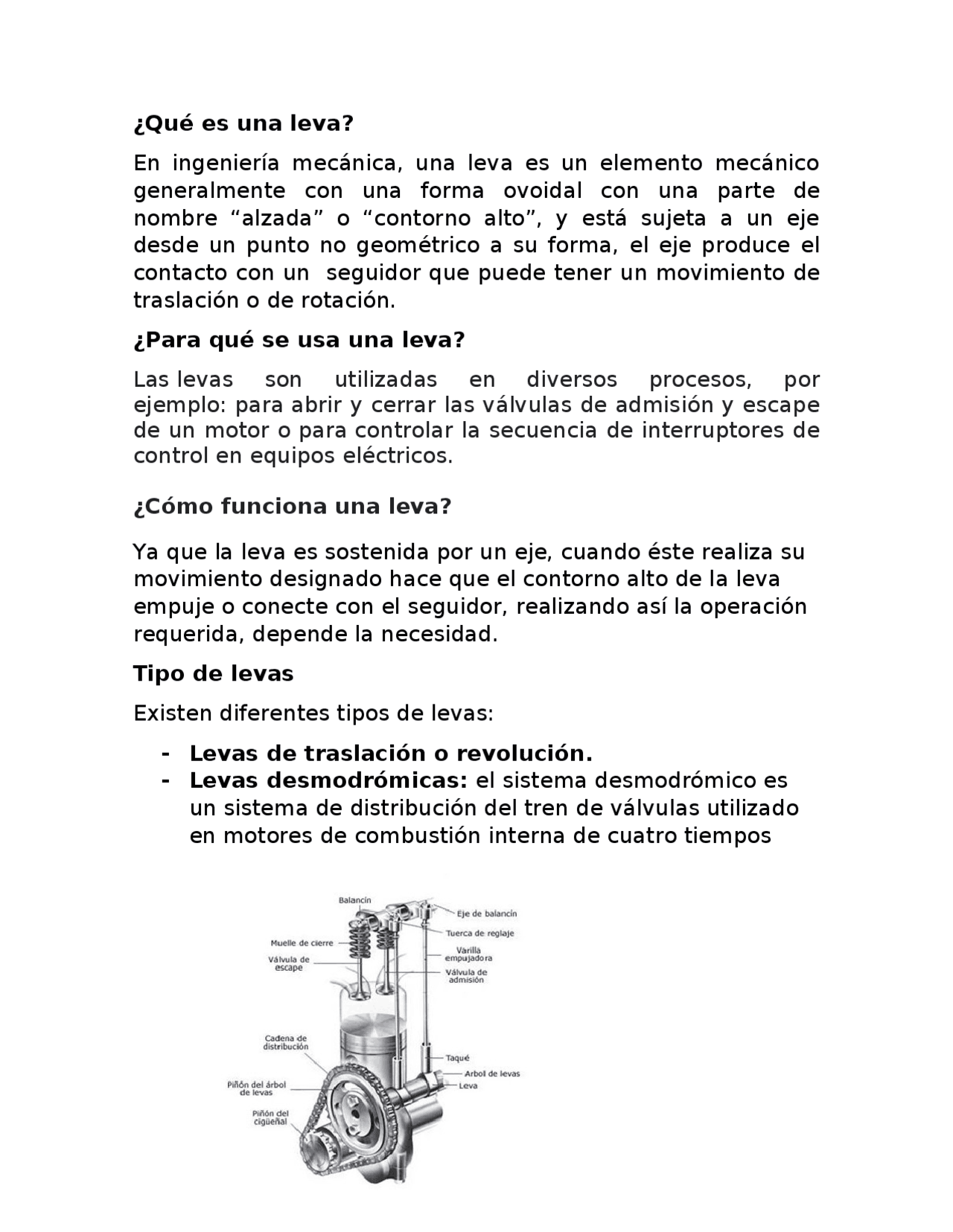 La leva: ingeniería mecánica - Docsity