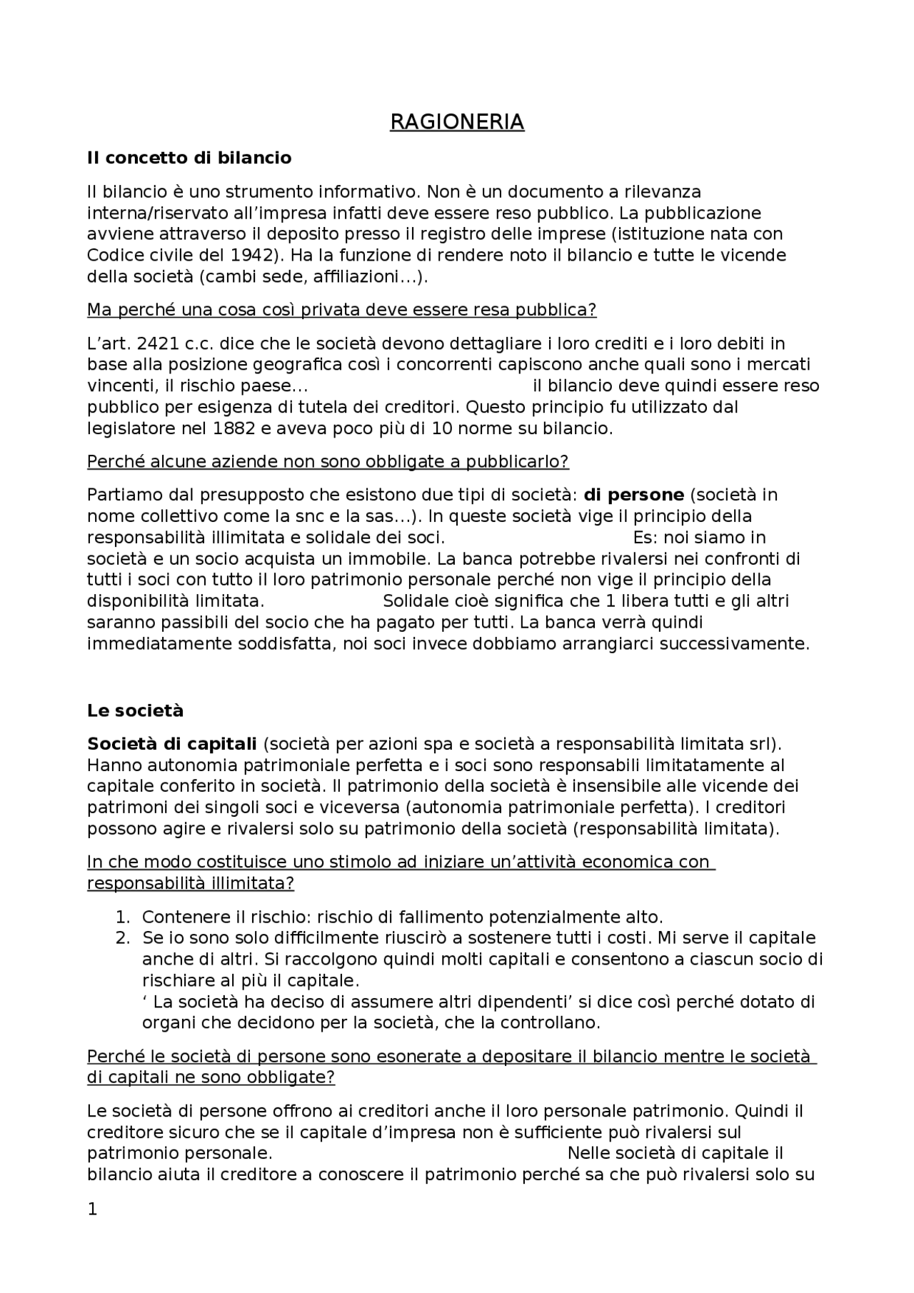 Appunti Completi Ragioneria ContabilitÀ Generale Docsity