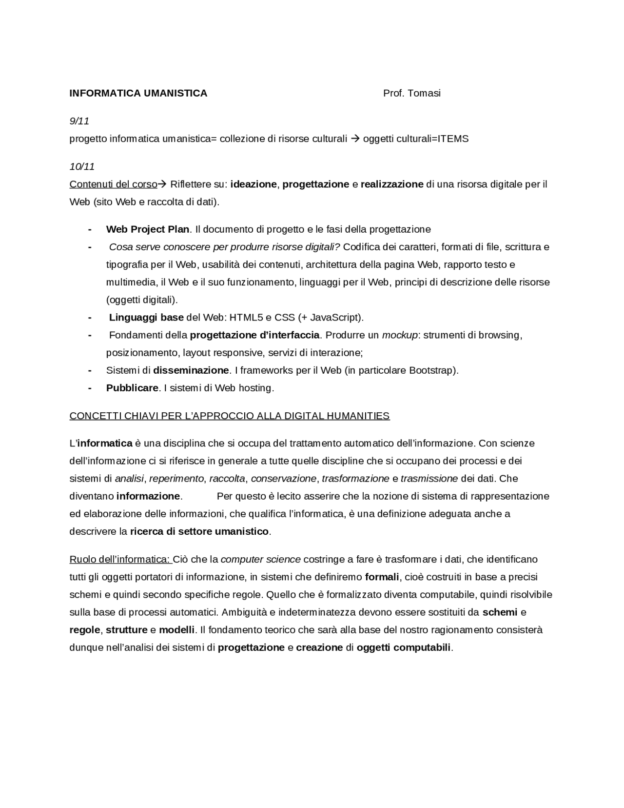 Appunti Di Informatica Umanistica Docsity
