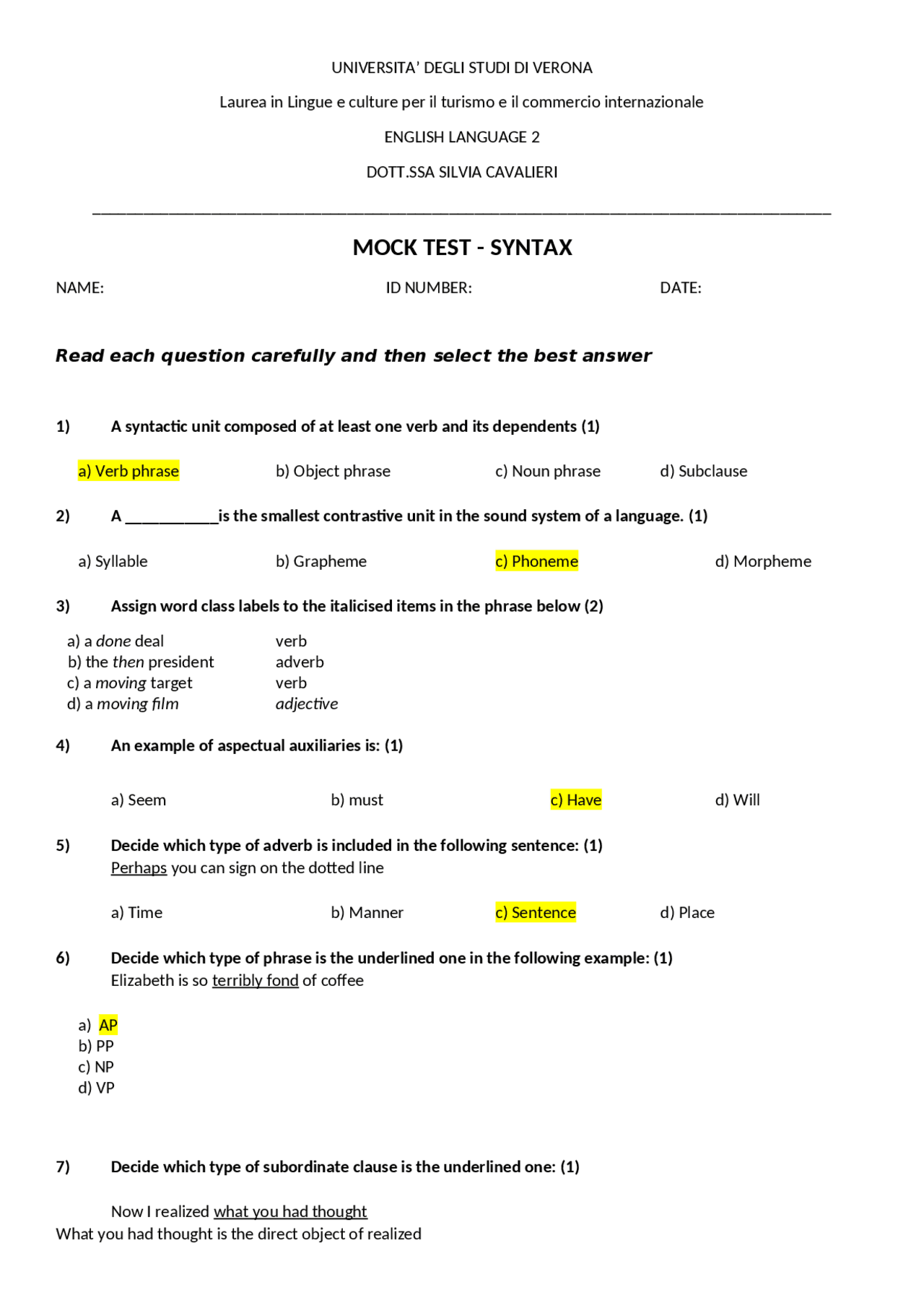 Mock text english language 2 2020-21 - Docsity