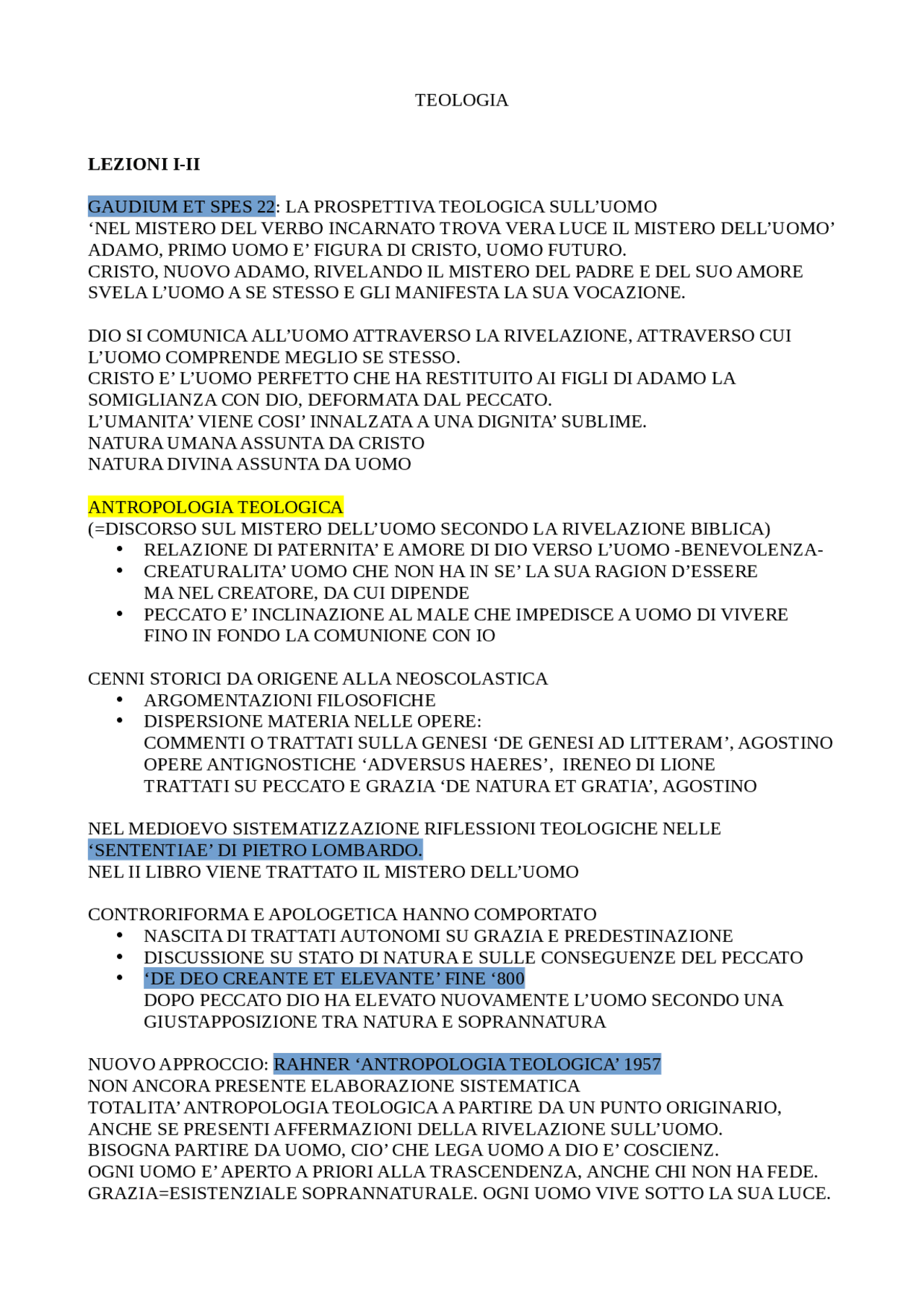Appunti Di Teologia Ii Docsity