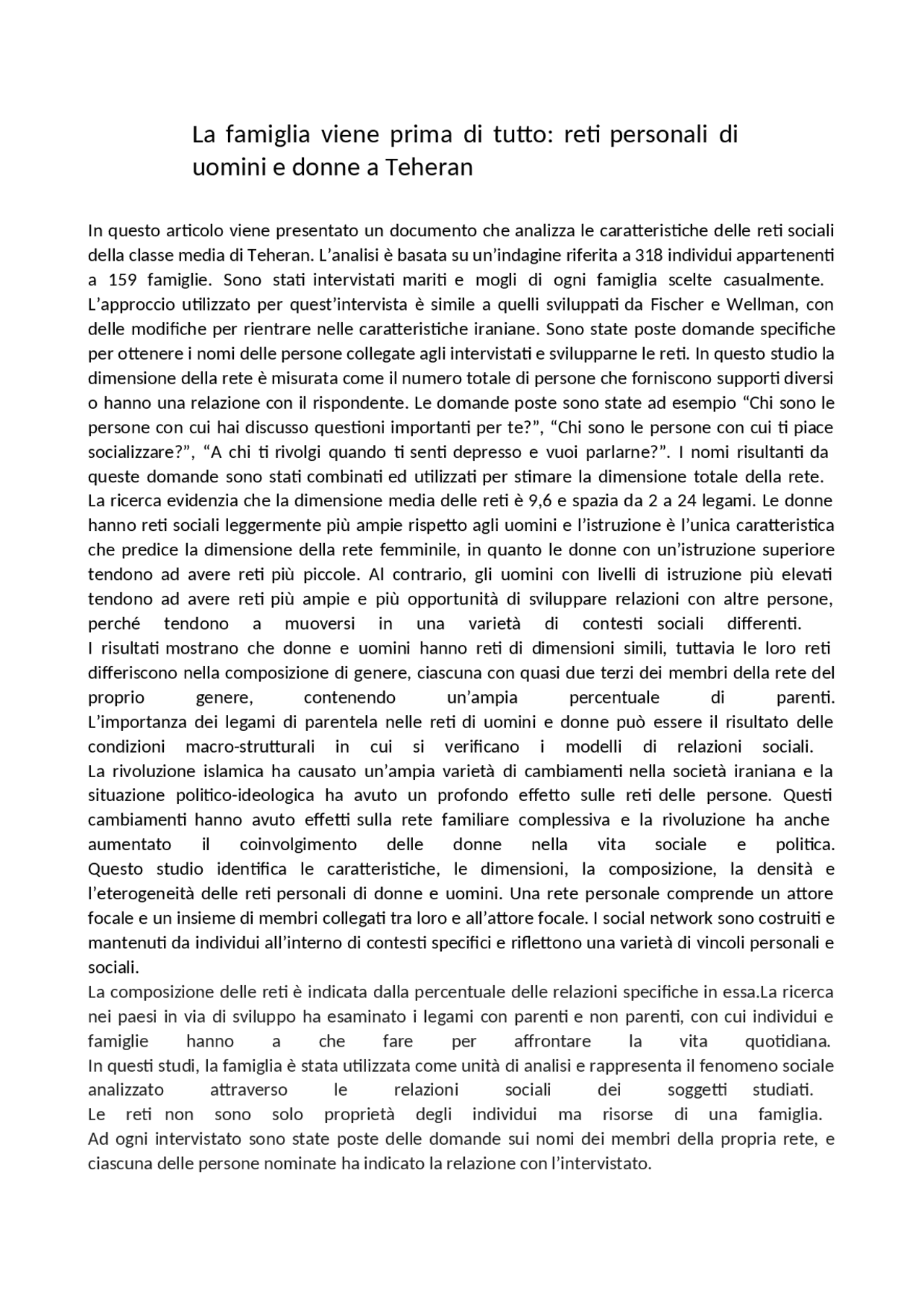 Riassunto Documento Bastani Docsity