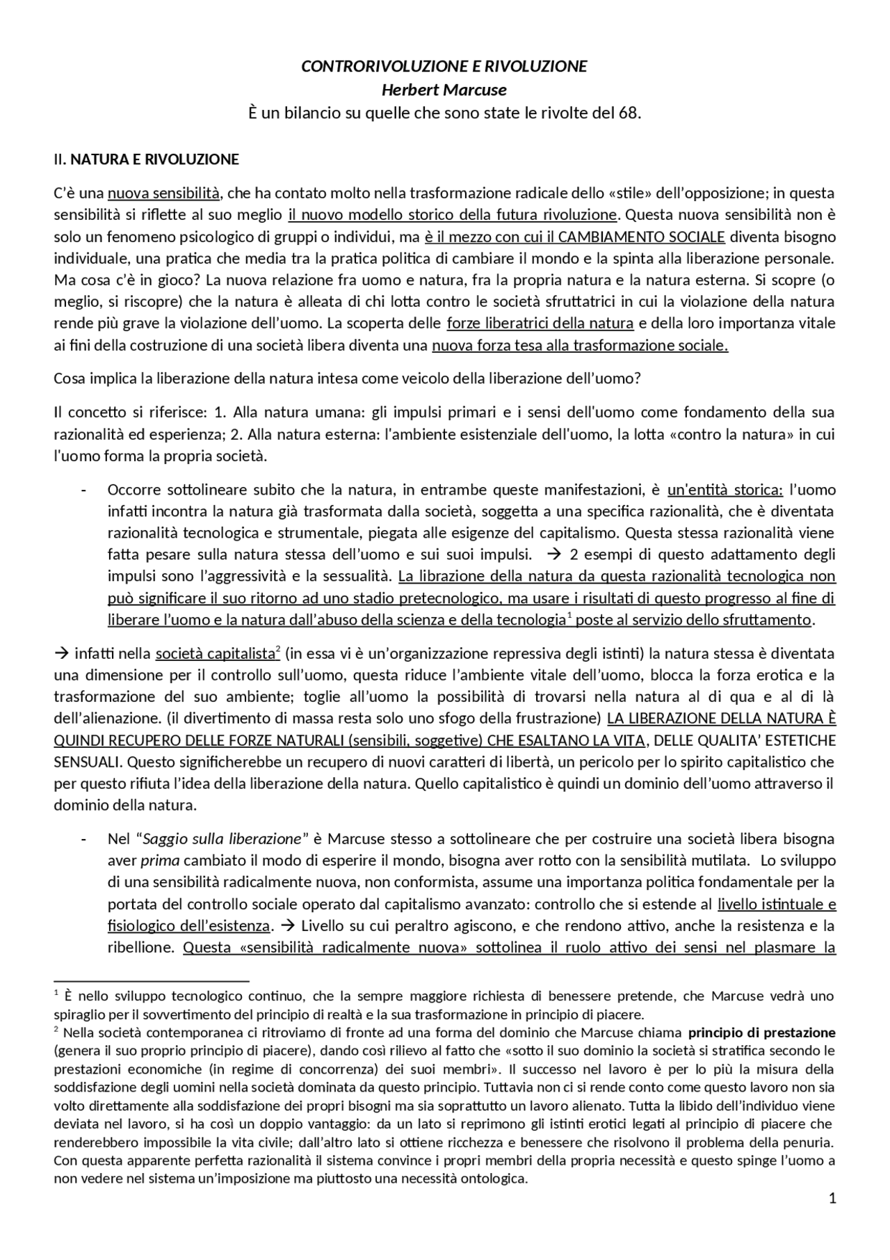 Controrivoluzione E Rivolta Herbert Marcuse Docsity