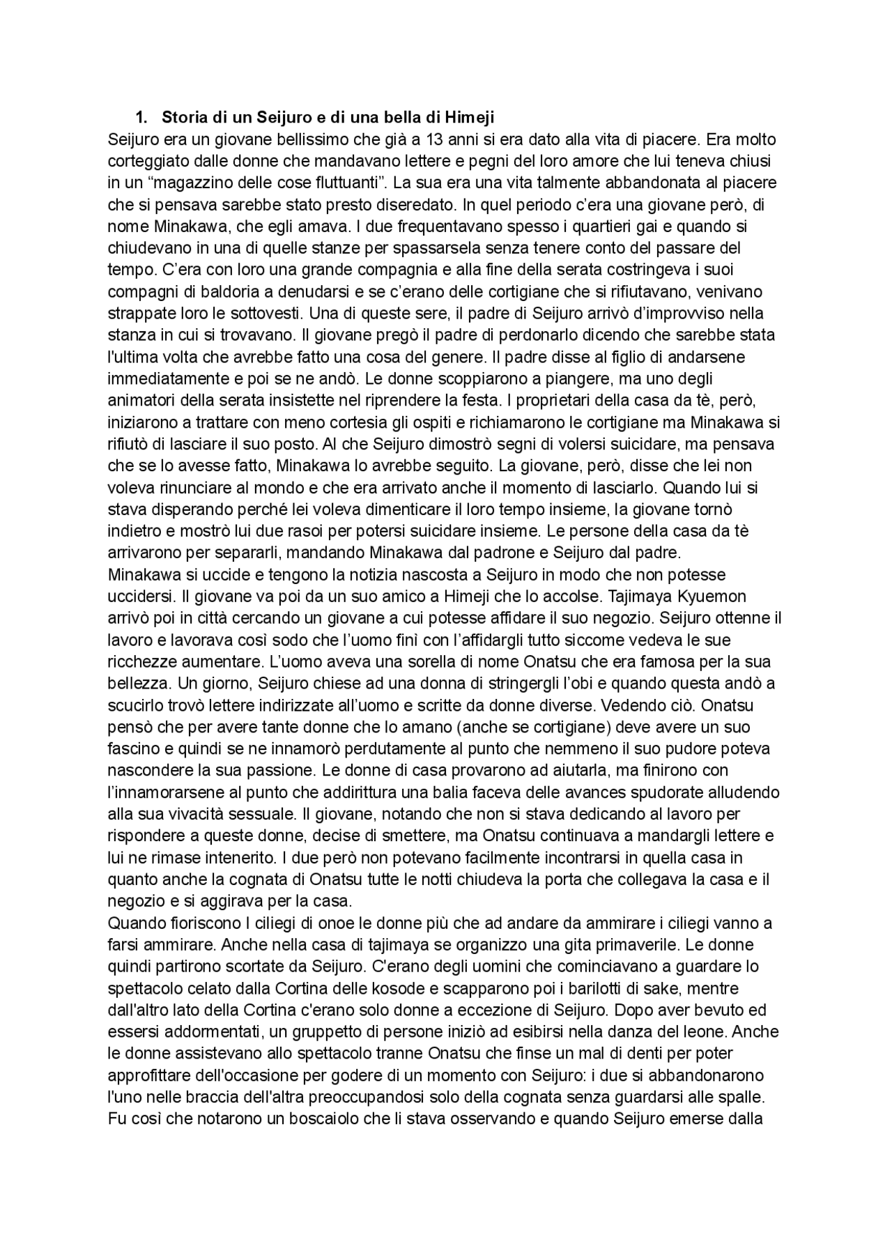 Riassunto Cinque Donne Amorose Lett Giapponese Docsity