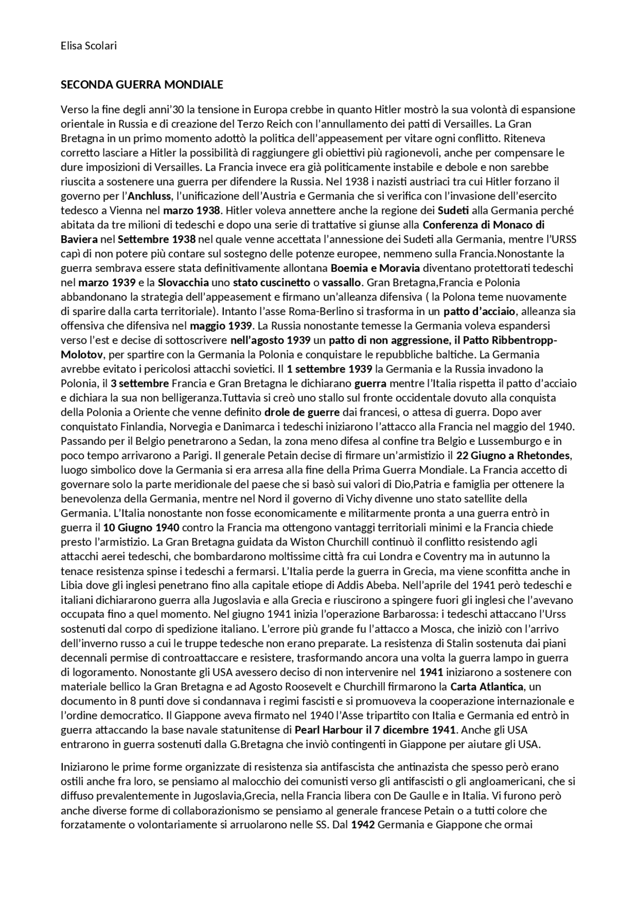 Seconda Guerra Mondiale Docsity