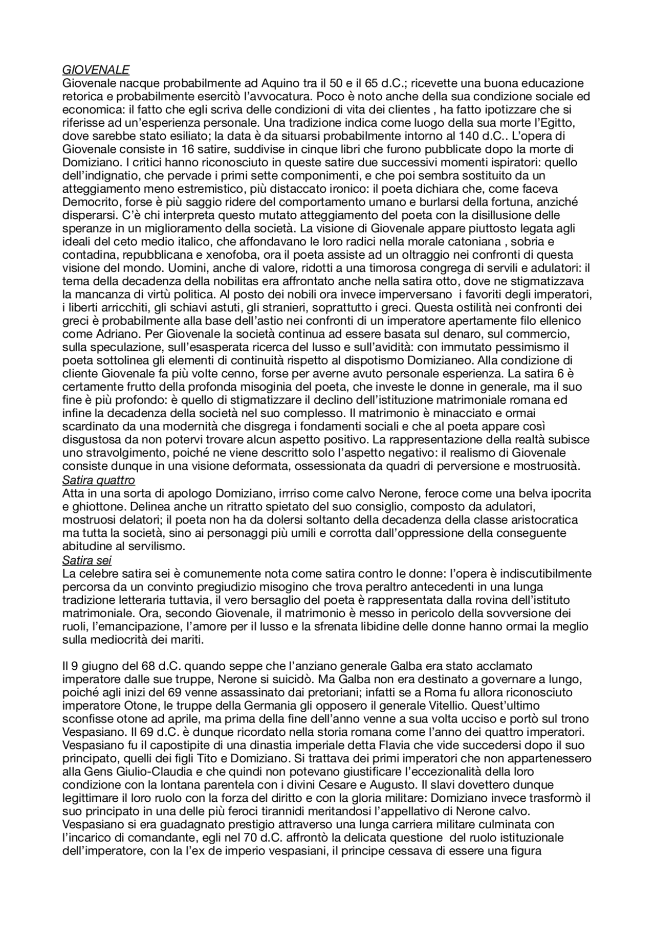 Giovenale e Marziale: due personaggi della latinità - Docsity