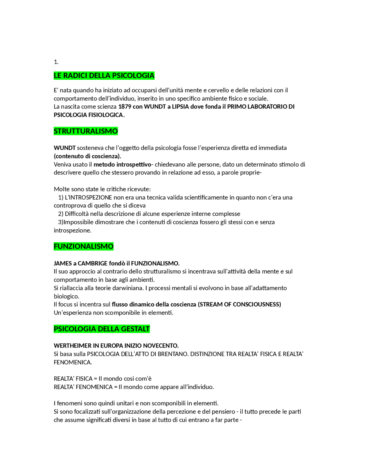 Riassunti Capitolo 1 Psicologia Generale Ecampus Docsity
