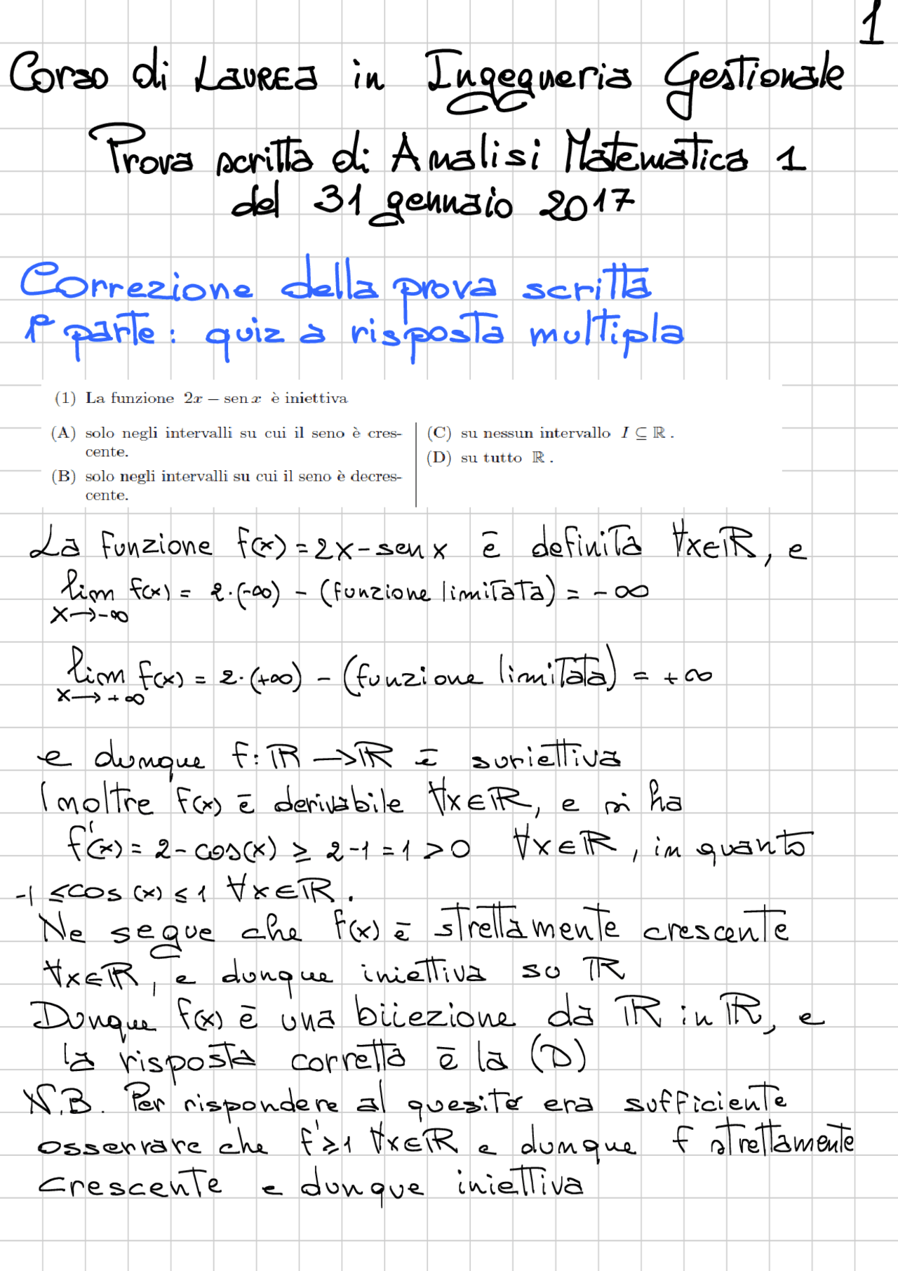 Analisi Matematica 2017 Docsity