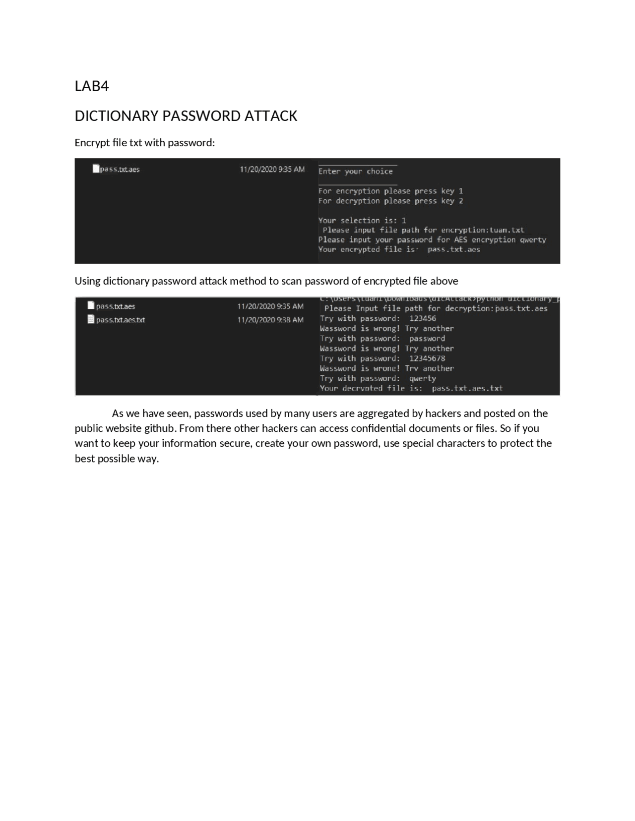 Lab 4 DICTIONARY PASSWORD ATTACK - Docsity