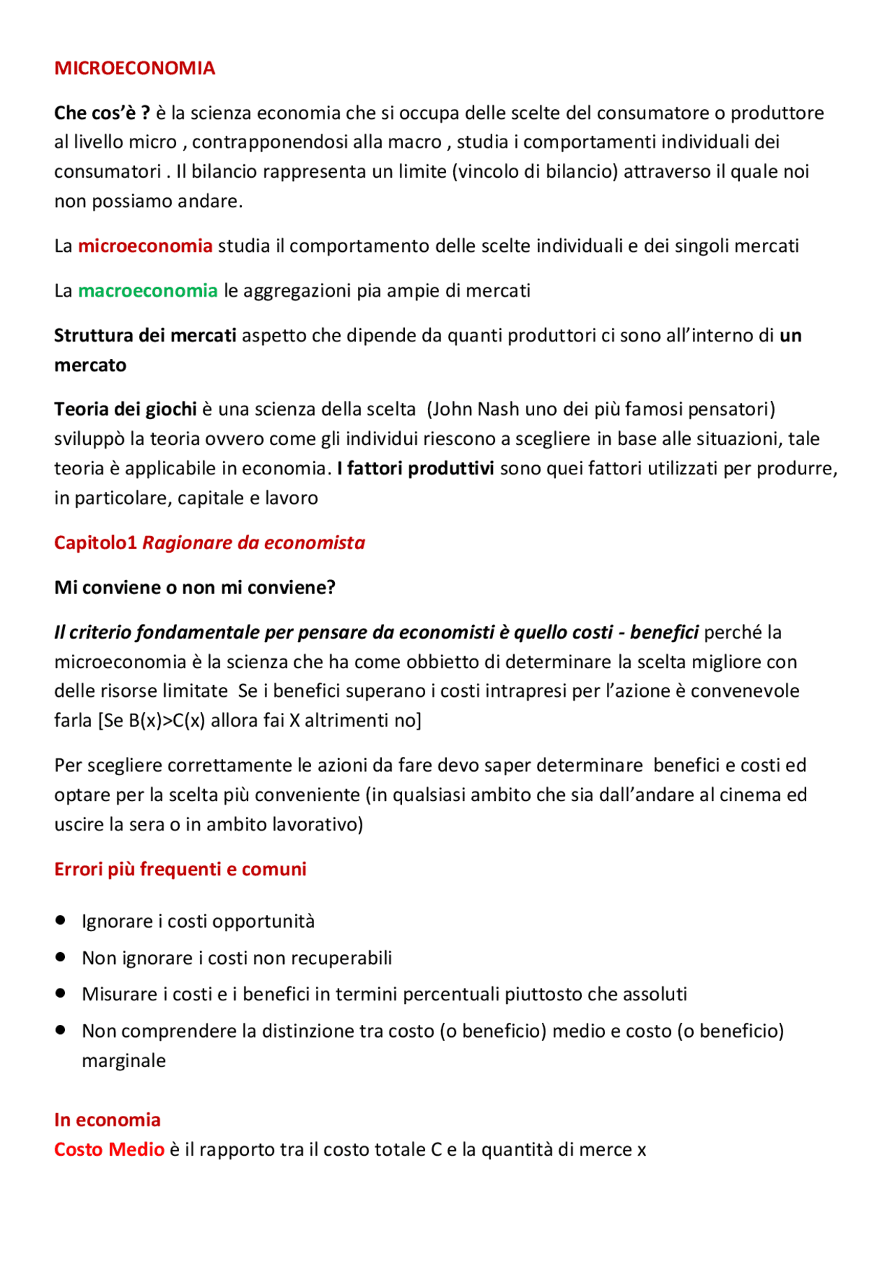 ESAME di MICROECONOMIA - Docsity