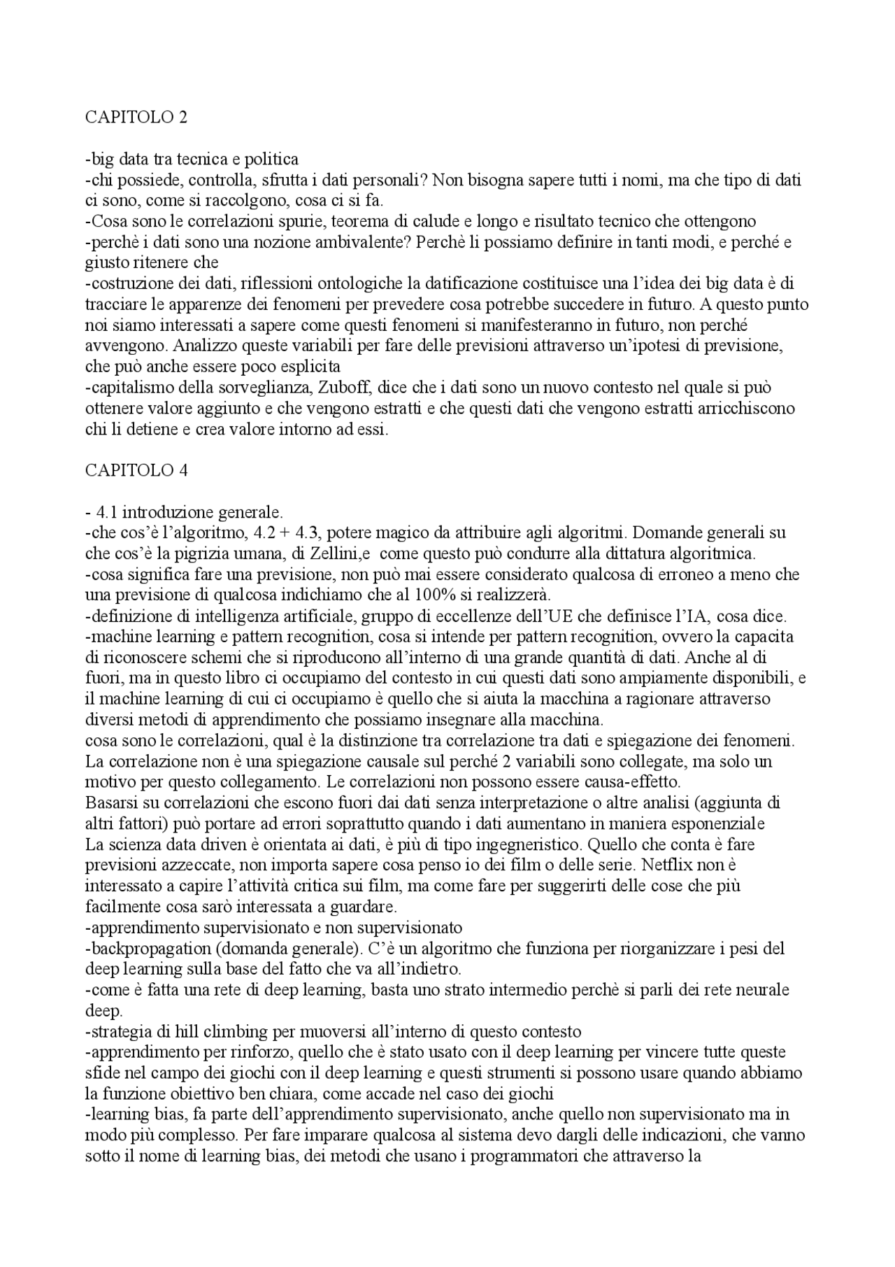 Big Data Riassunto Docsity