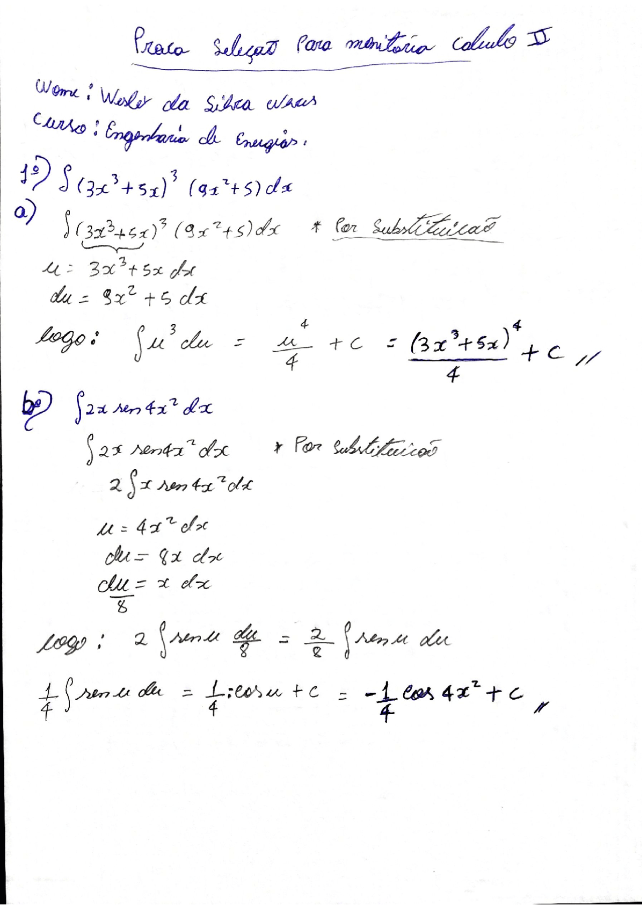 Prova De Calculo Ii Docsity