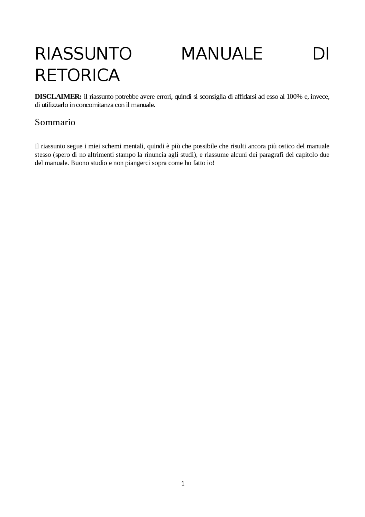 Riassunto Del Manuale Di Retorica Di Bice Mortara Garavelli Docsity