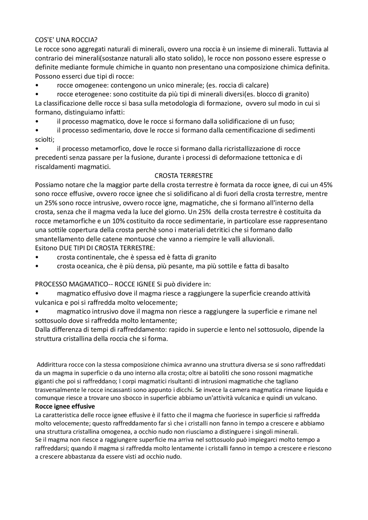 Appunti Sui Diversi Tipi Di Rocce Docsity
