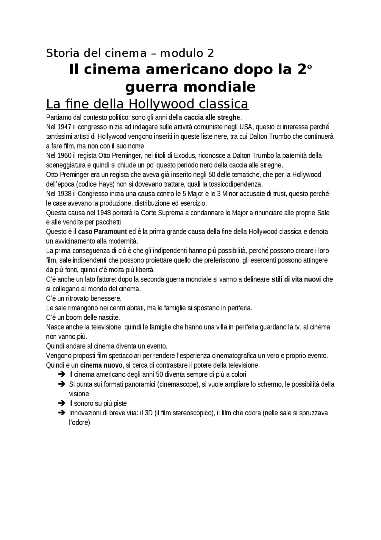 Istituzioni Di Storia Del Cinema Secondo Modulo Chimento Docsity