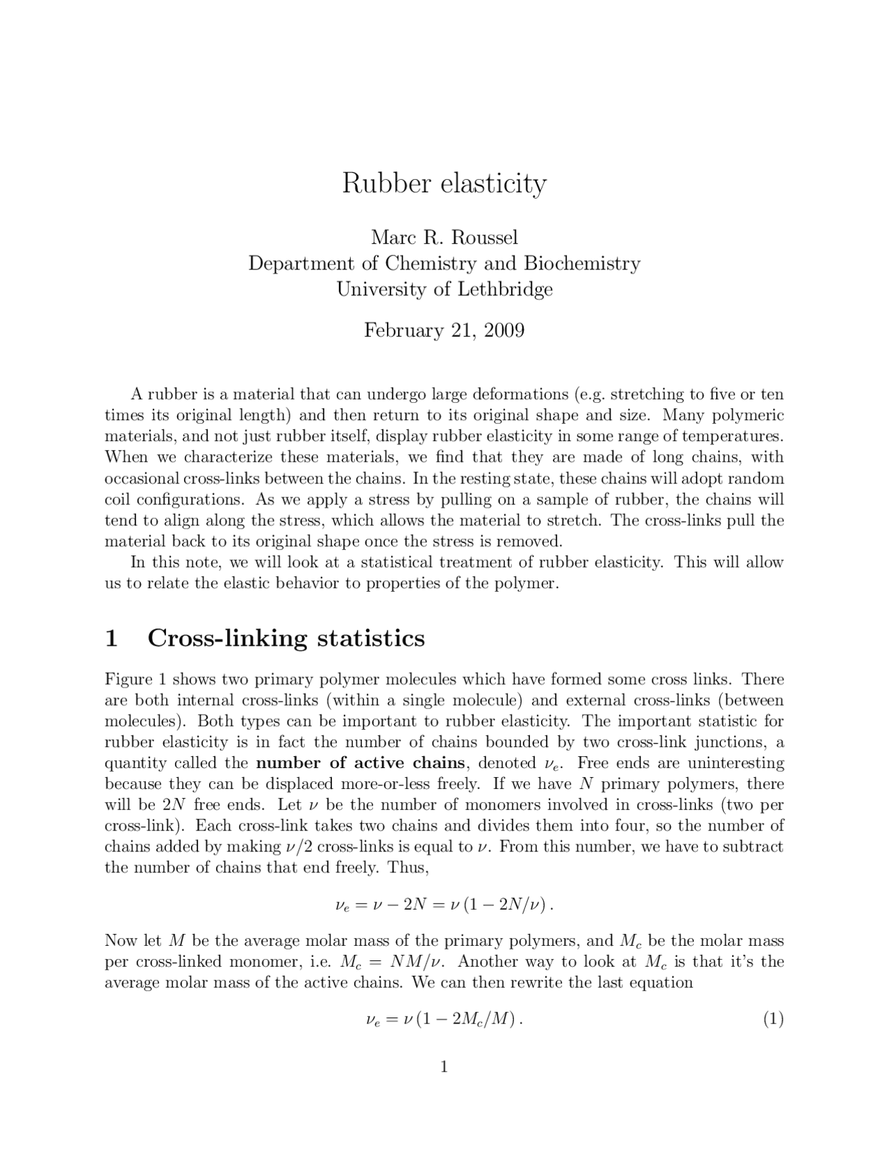 Lecture Notes On Rubber Elasticity Docsity