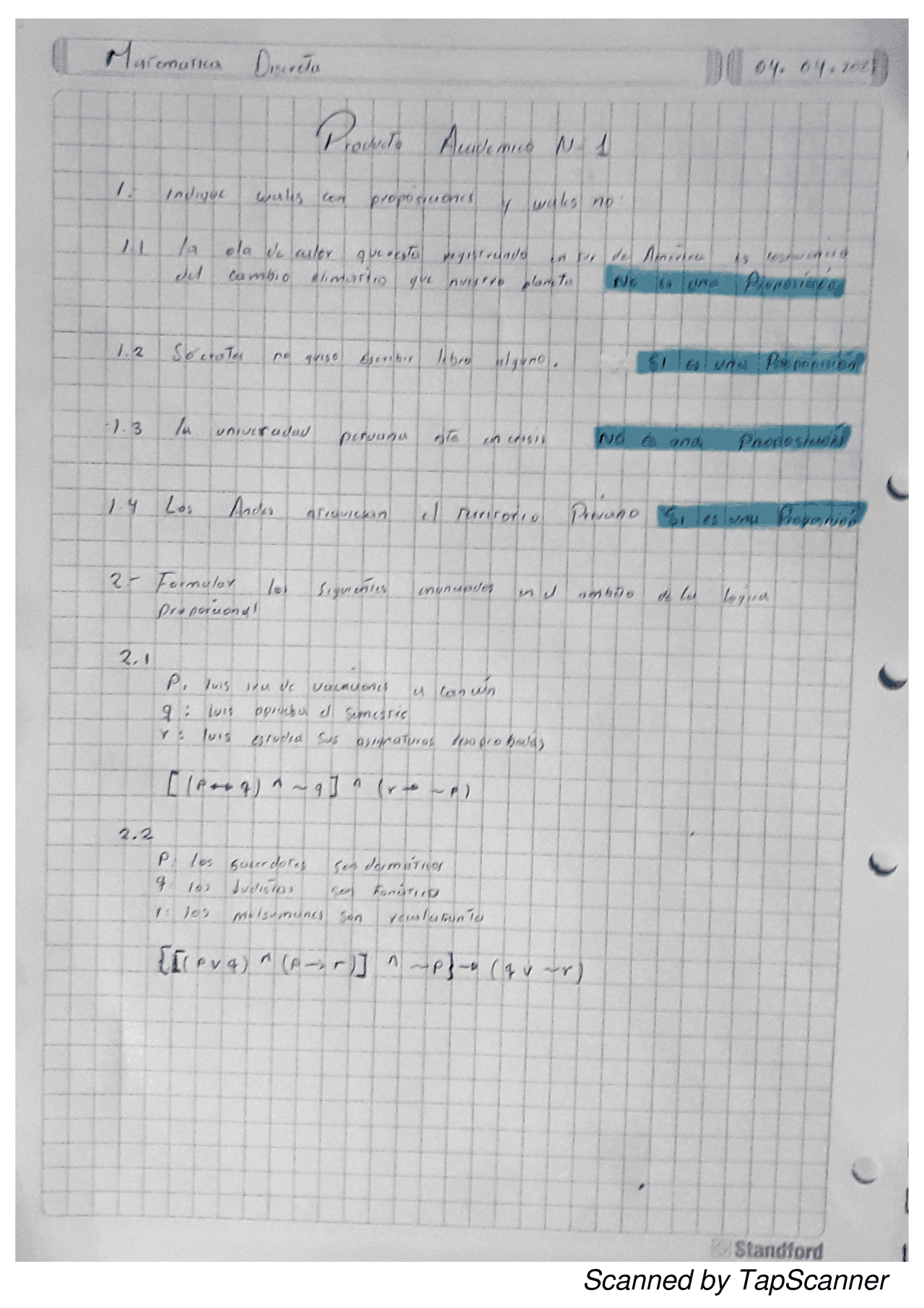 Matemática Discreta Examen Docsity