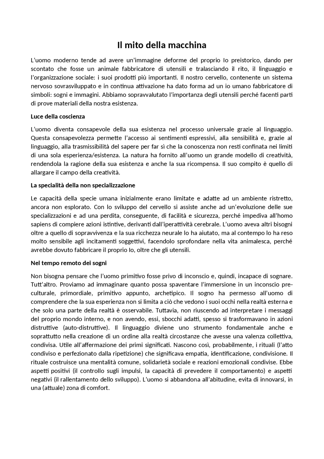Appunti dal libro "Il mito della macchina" - Docsity