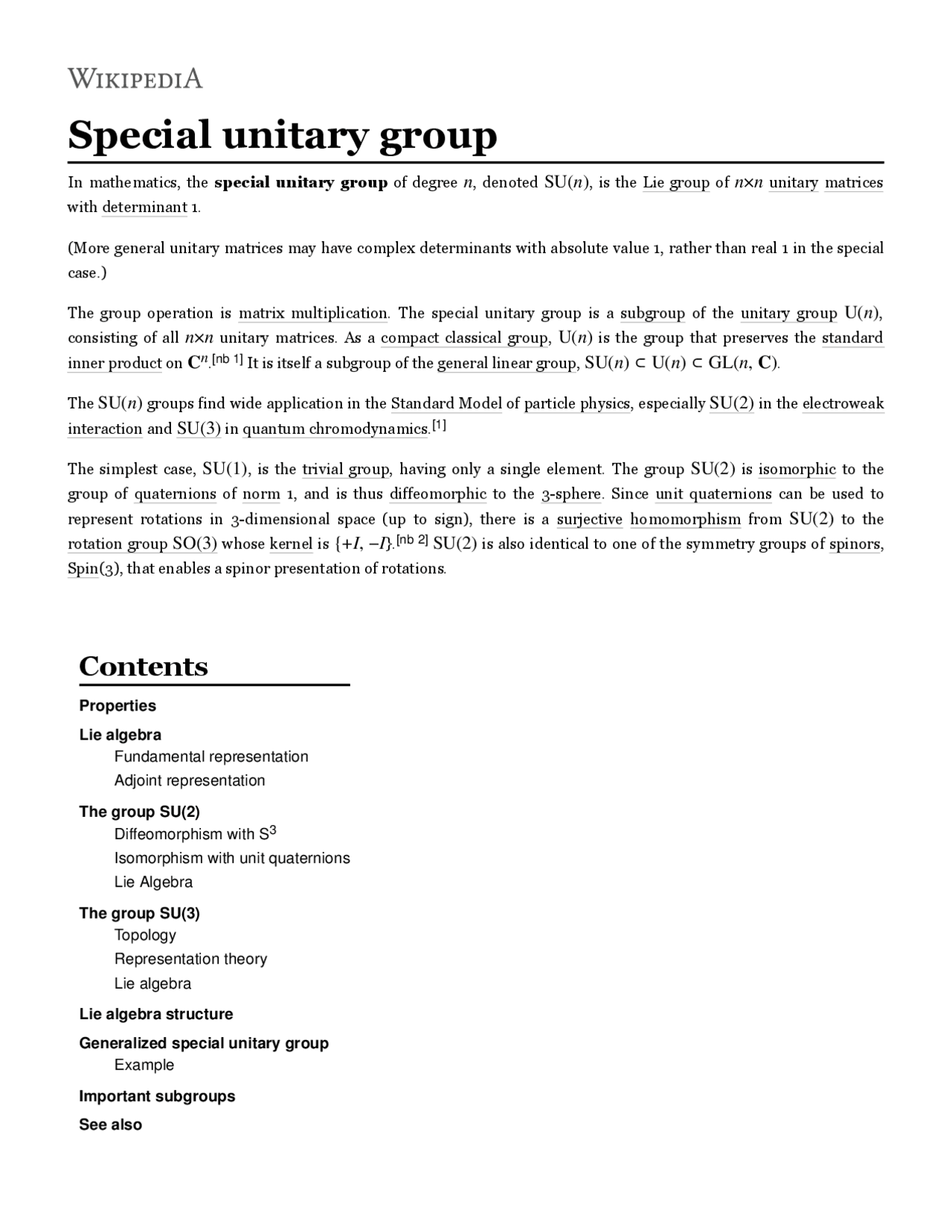 Special unitary group - Lecture Notes - Docsity