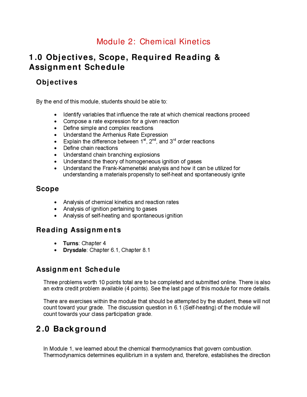 Lecture Notes On Chemical Kinetics Docsity