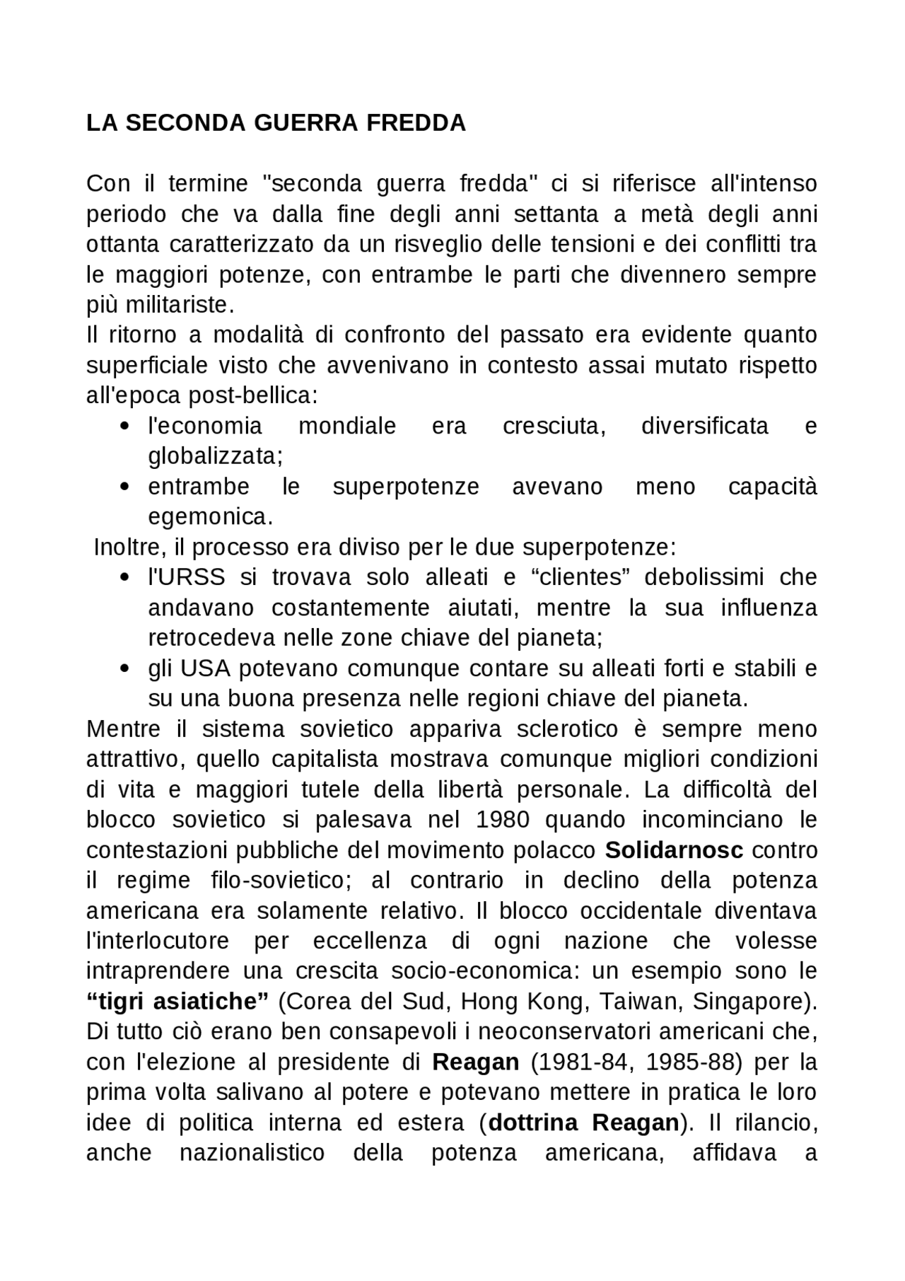 La Seconda Guerra Fredda Docsity