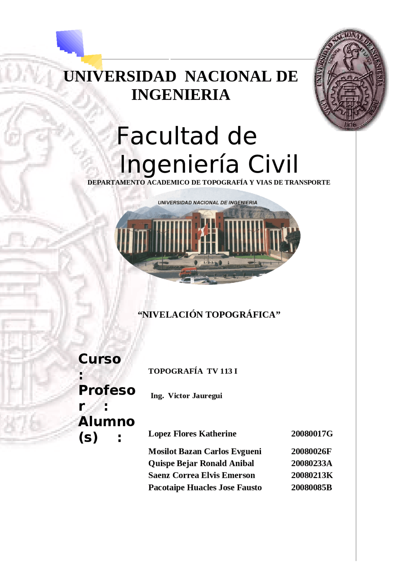 Nivelación Topográfica Docsity