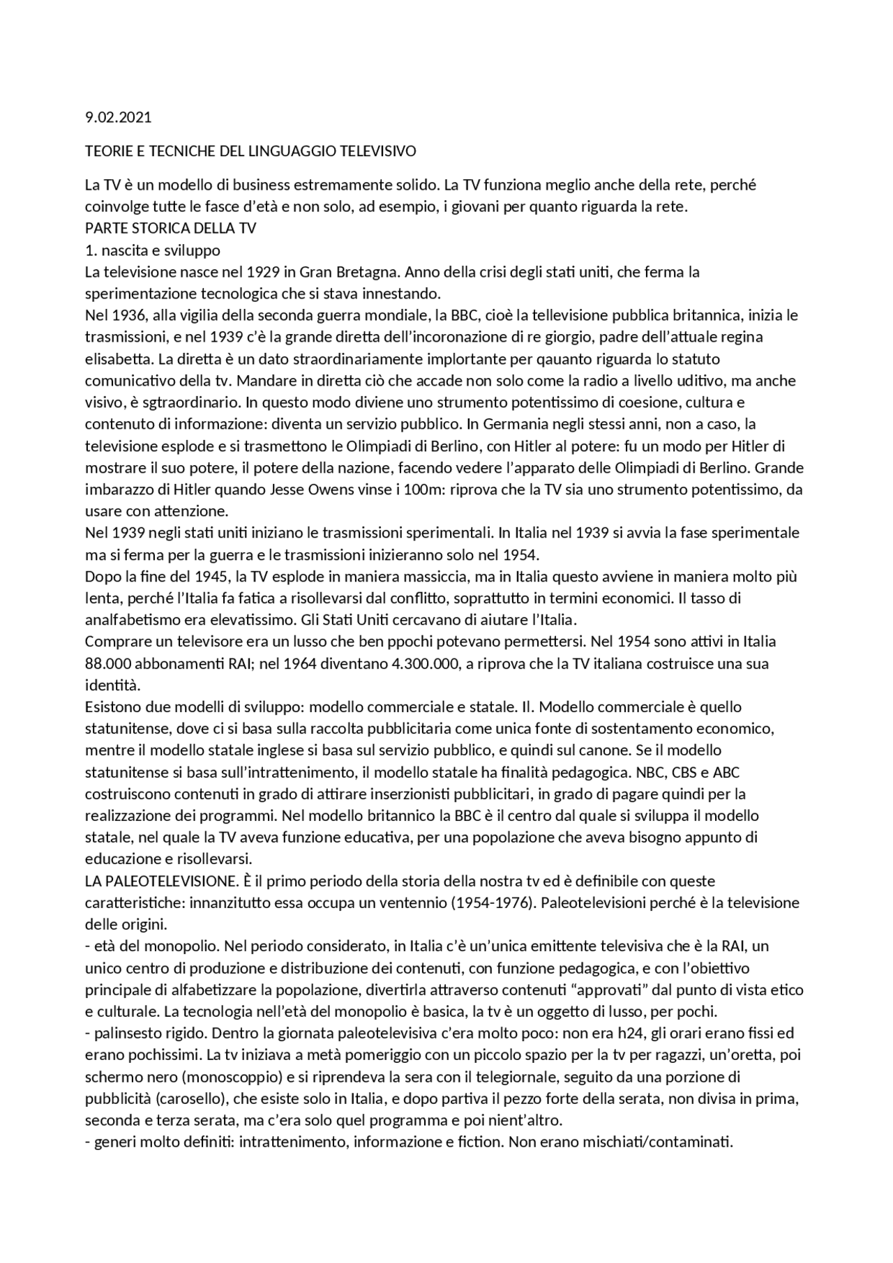 Lezione Cinque Teorie E Tecniche Del Linguaggio Televisivo Docsity