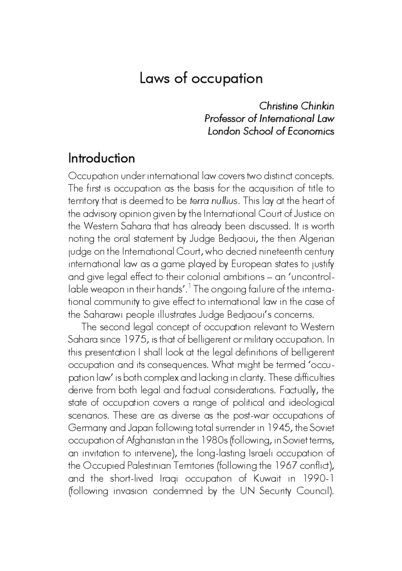 Occupation Laws: Humanitarian & Human Rights in Occupied Areas ...