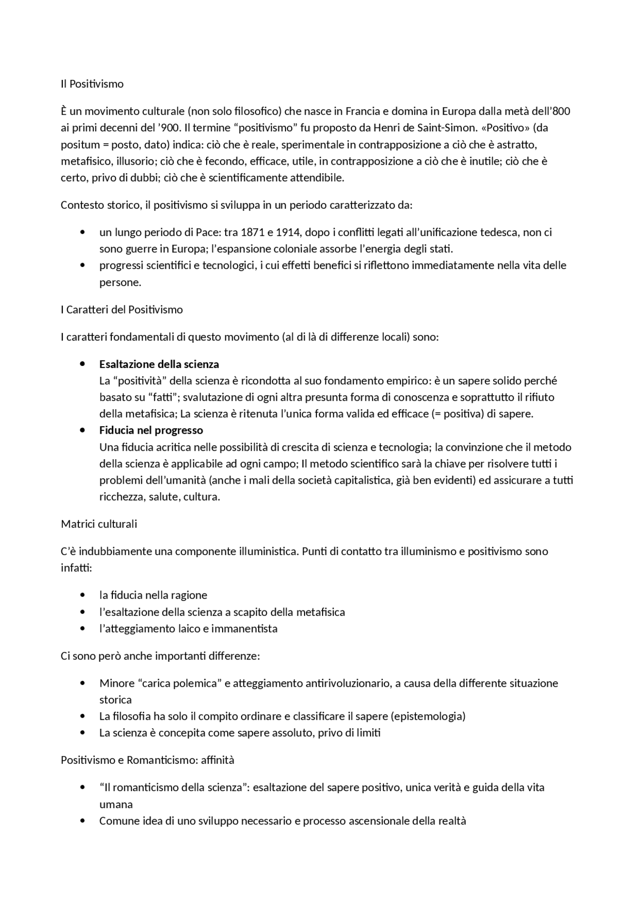 Comte E Il Positivismo Docsity