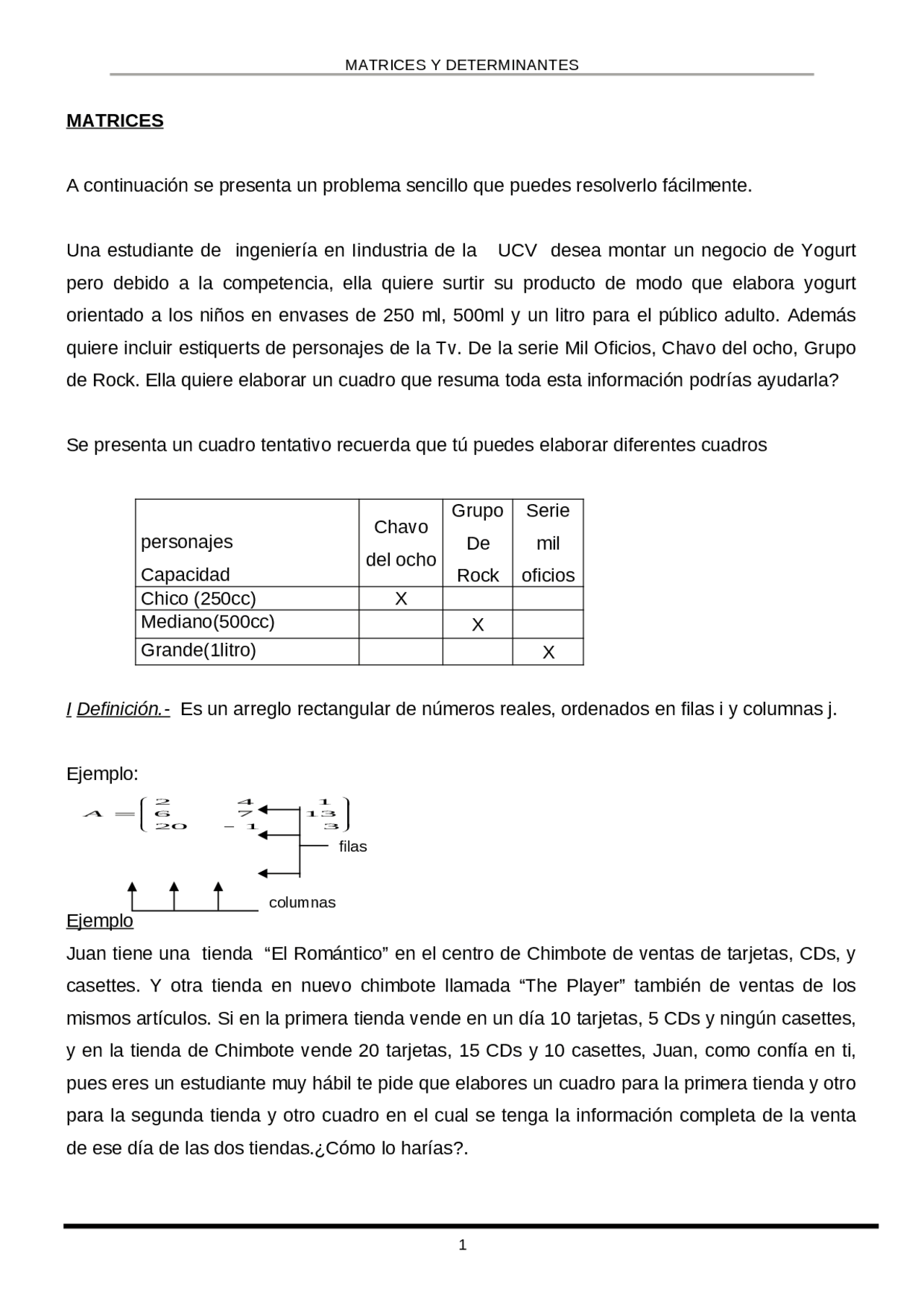 Practica De Matrices Ejercicios De Matemáticas Docsity