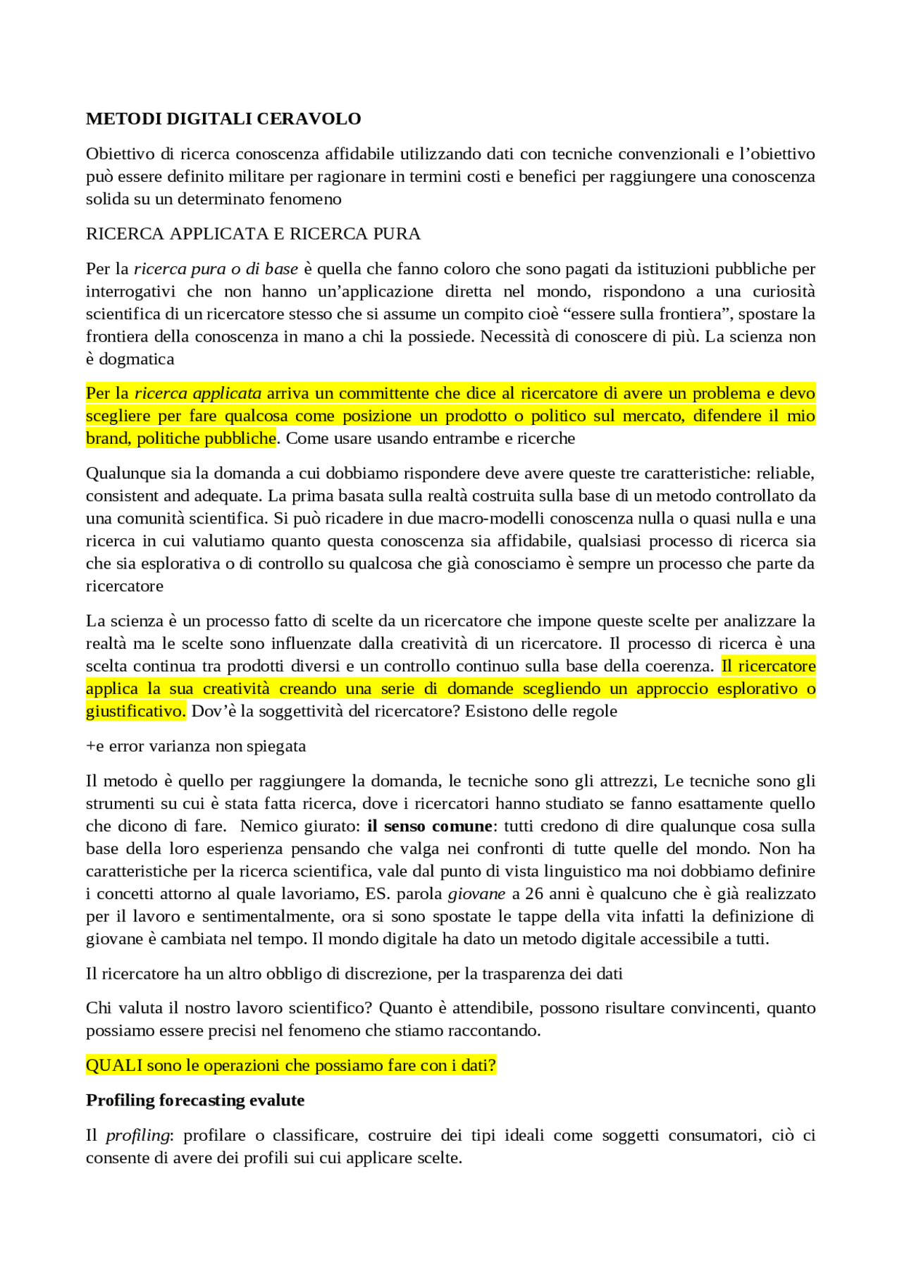 Metodi Digitali Per La Ricerca Digital Methods Docsity