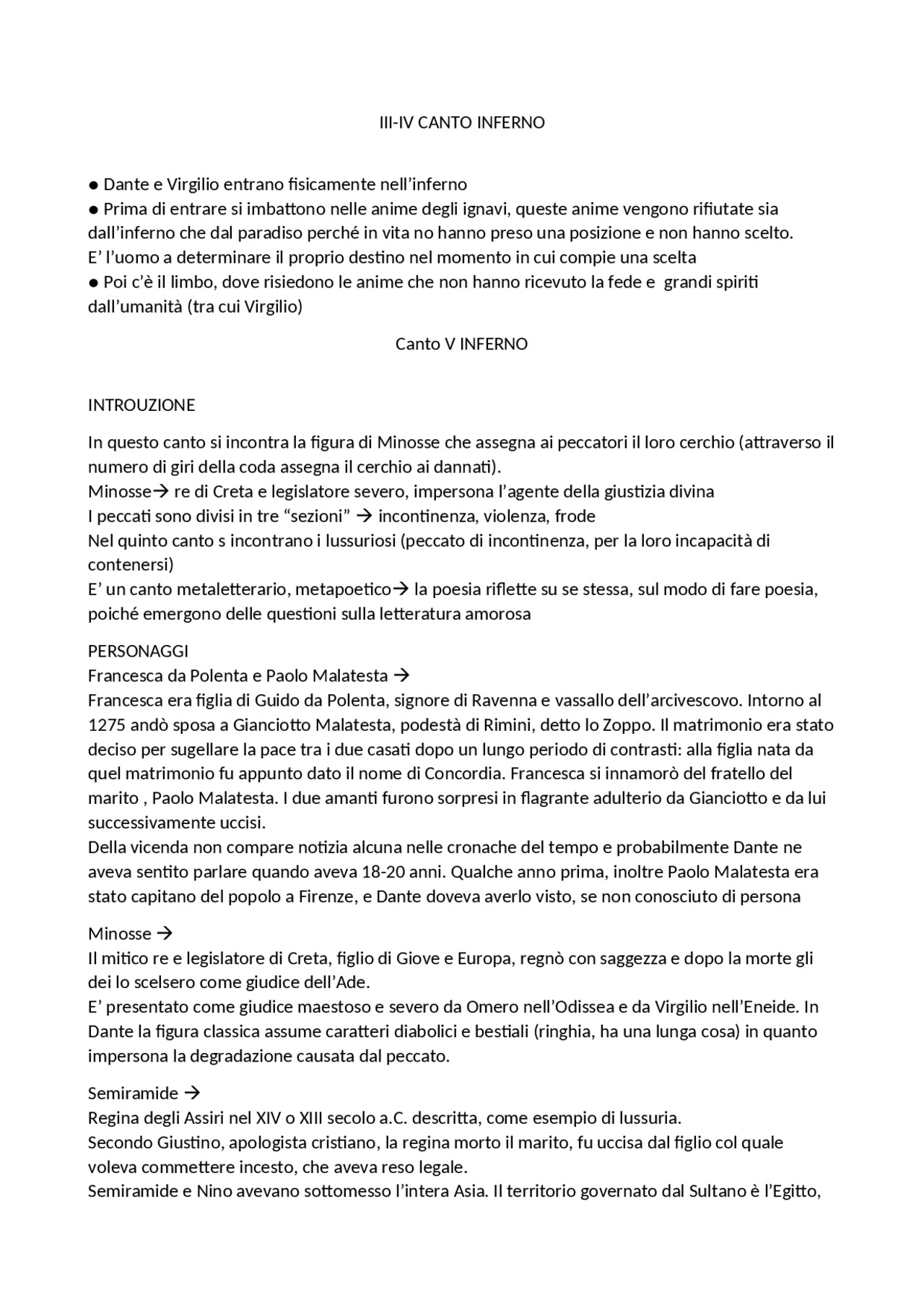 Analisi canto V inferno - Docsity