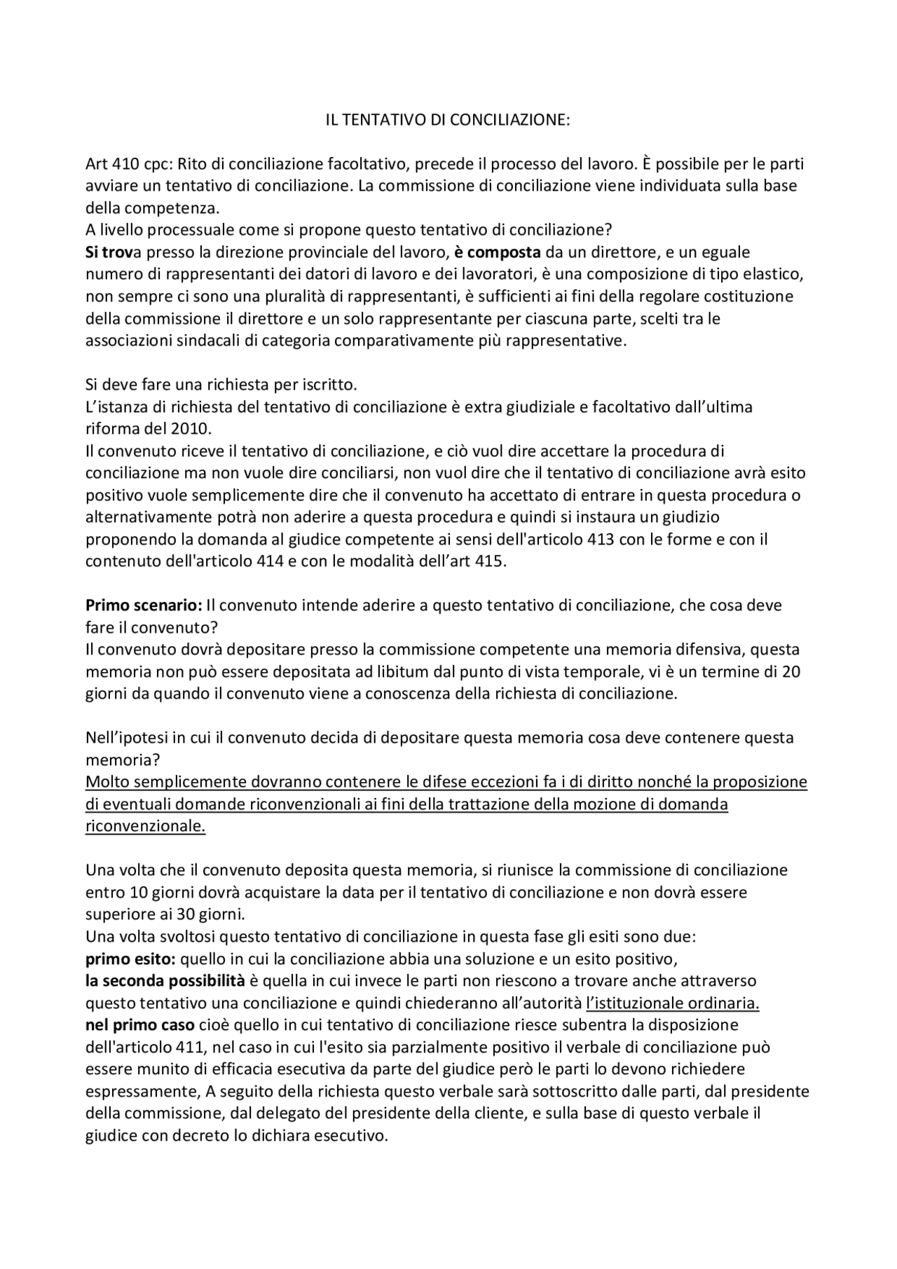 Il tentativo di conciliazione - Docsity