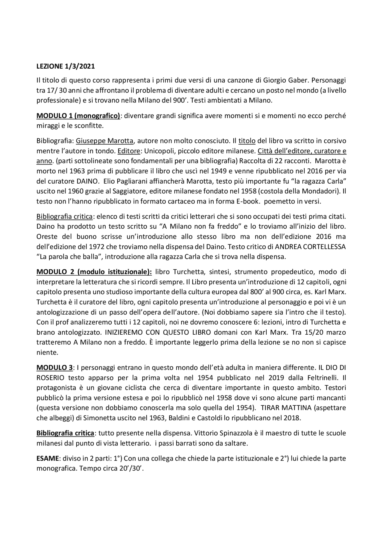 LETTERATURA - DAINO UNIMI | Appunti di Letteratura Italiana - Docsity