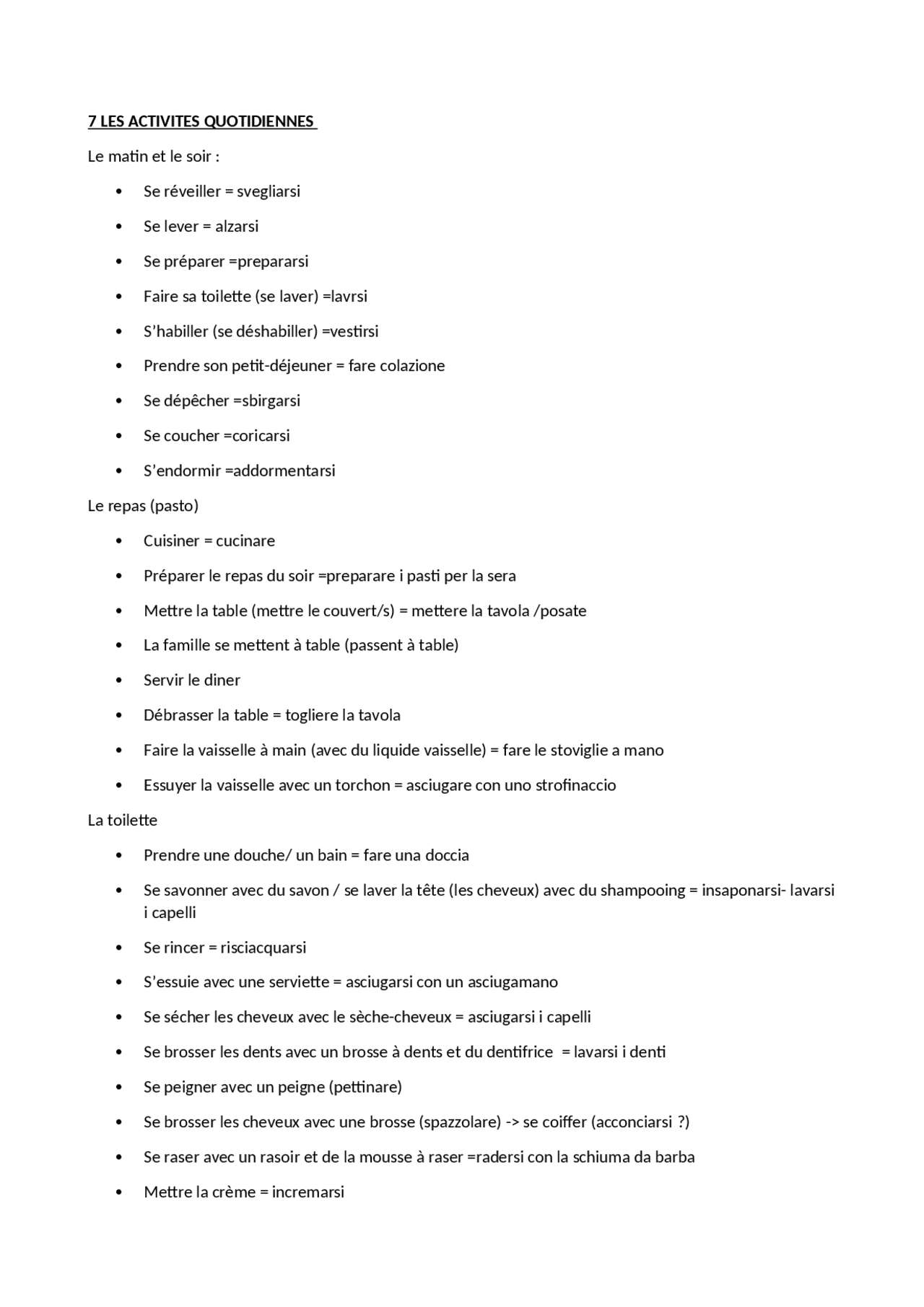 Lessico Francese Lessico Docsity