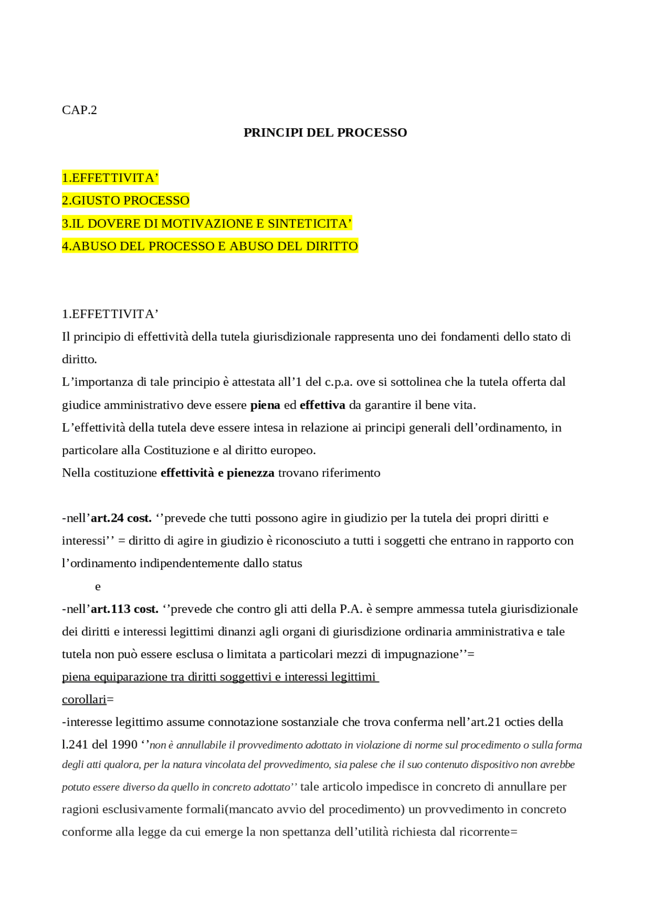 Principi Del Processo Docsity