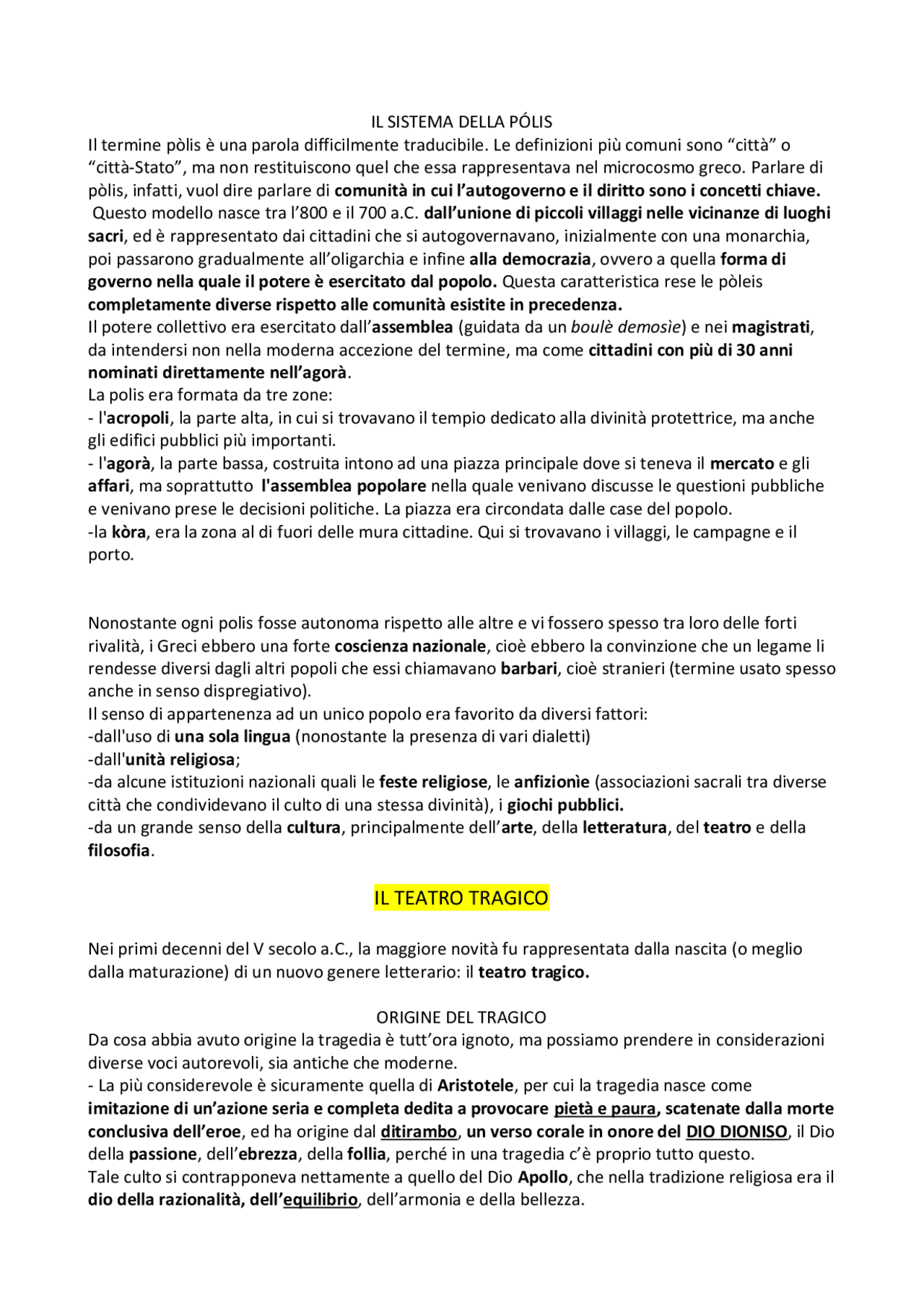La Nascita Della Tragedia Eschilo Sofocle Docsity