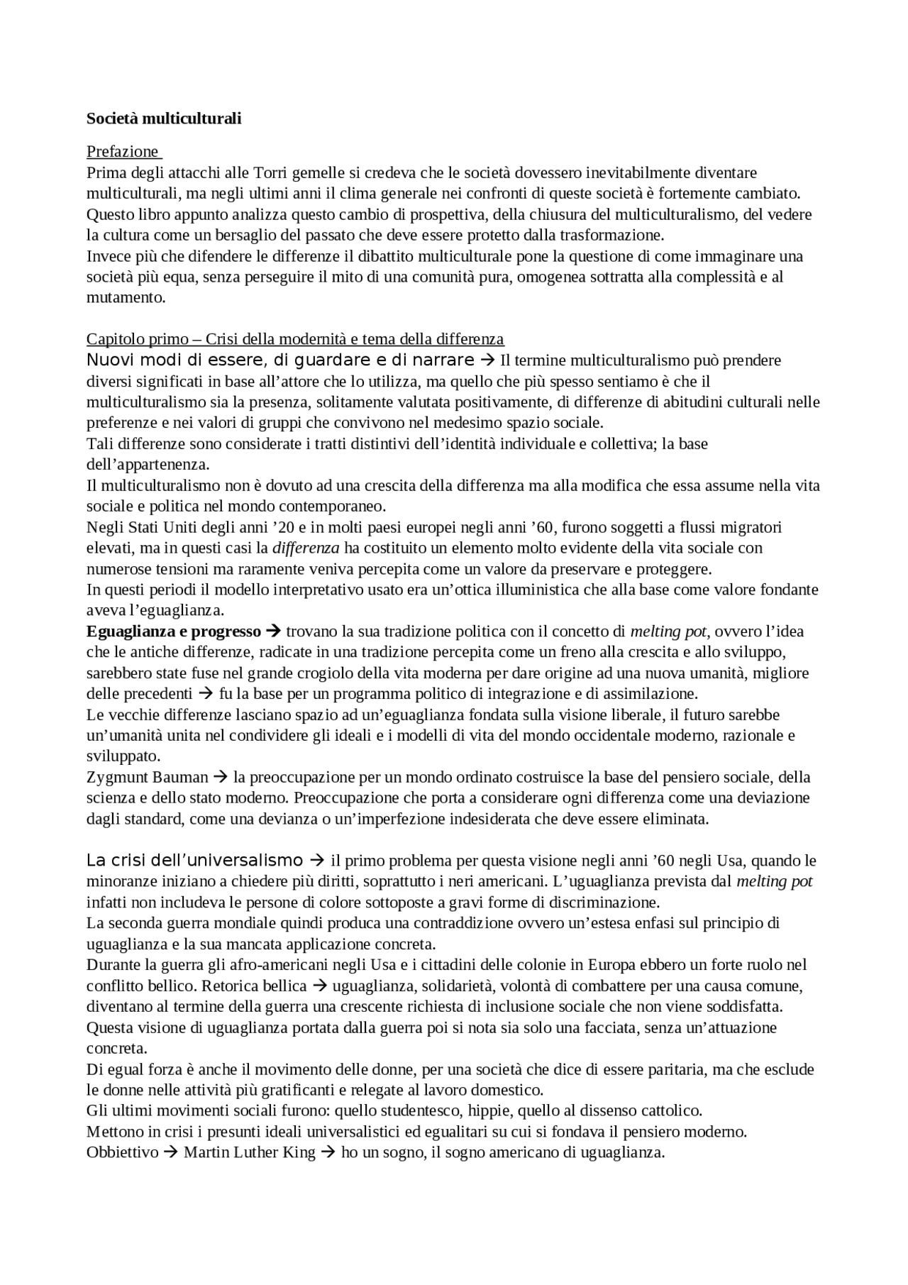 Società Multiculturali Docsity