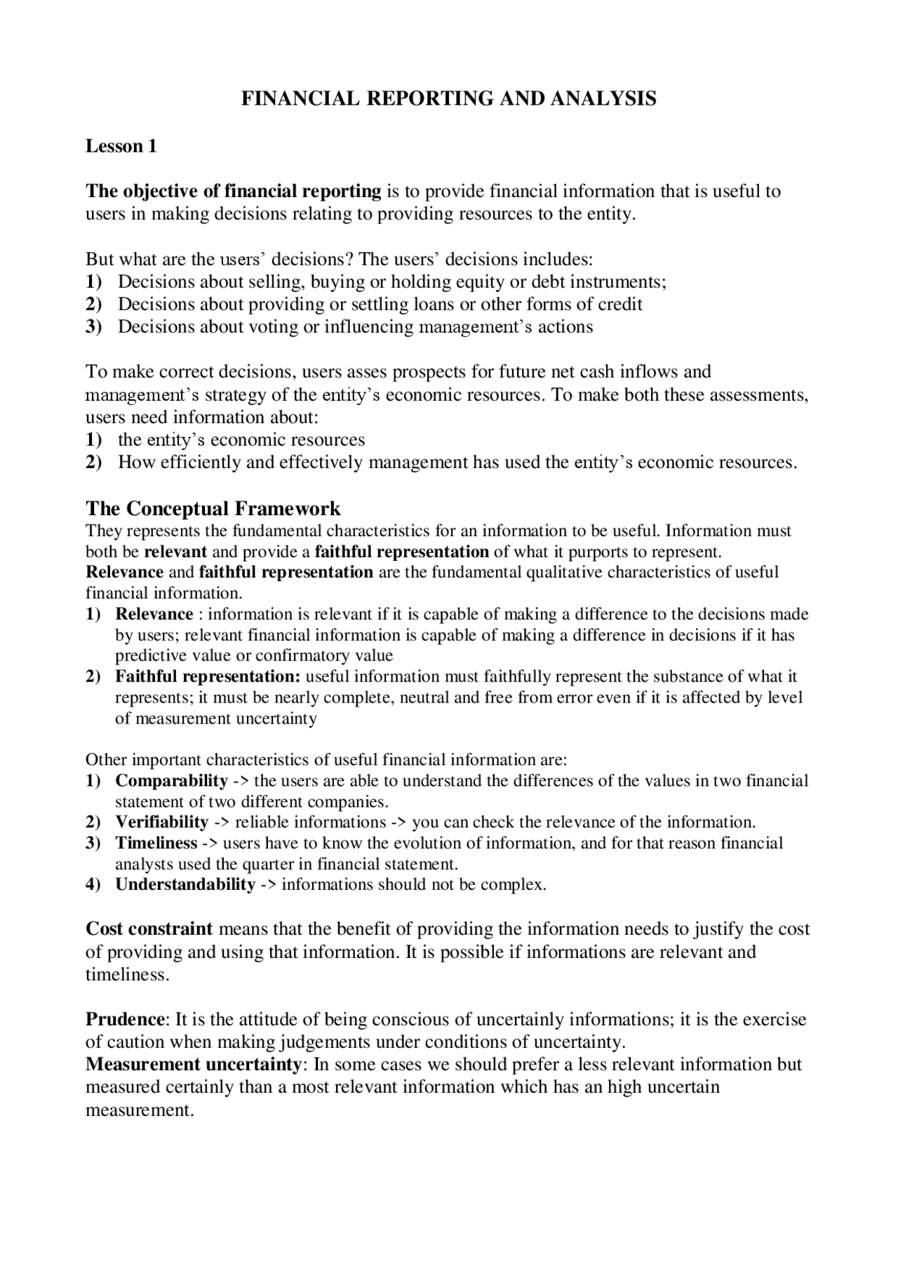Financial Reporting - IFRS Standards - Docsity