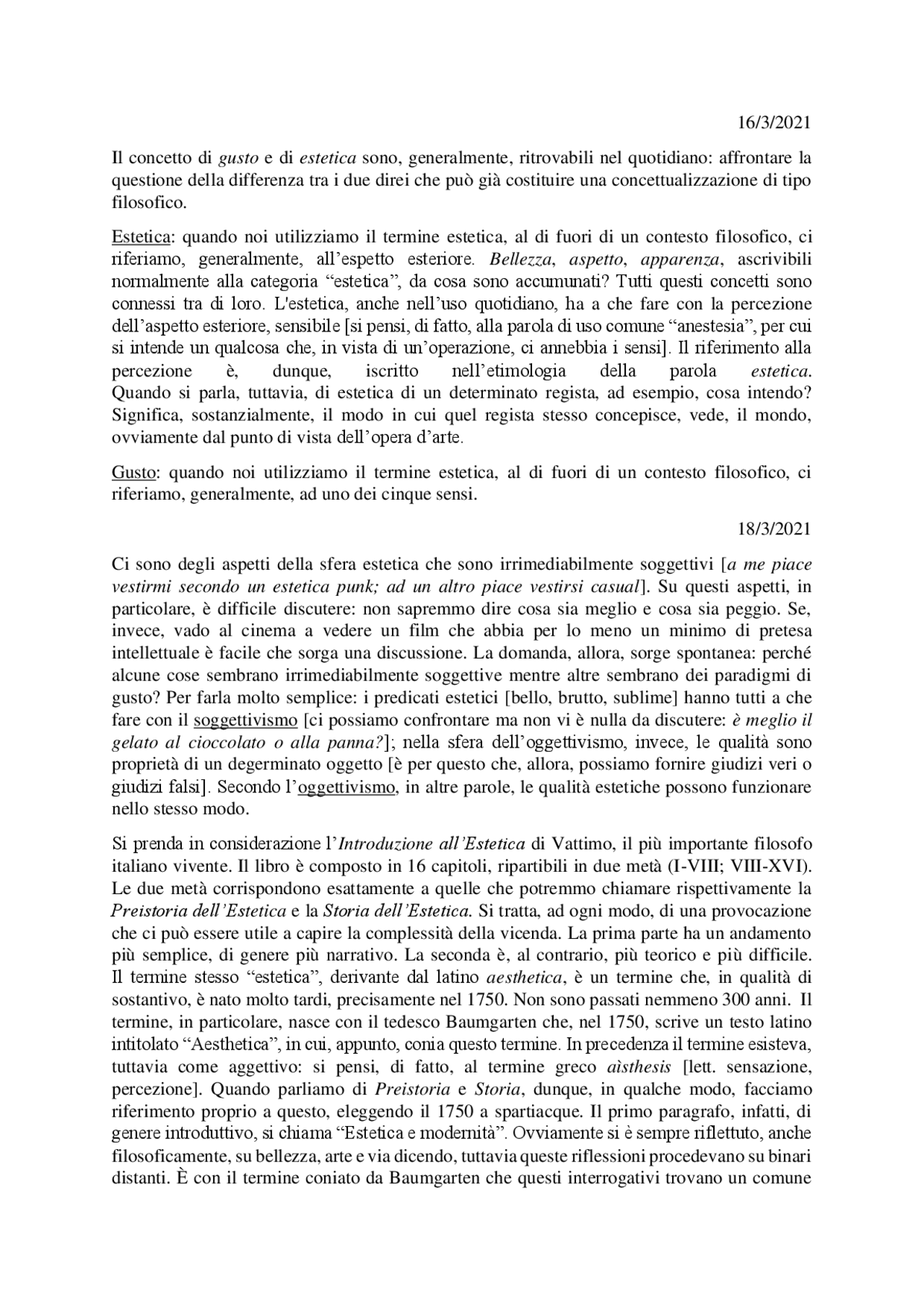 Appunti corso Storia dell'Estetica ( prof. Siani ) 2020/2021 | Appunti ...
