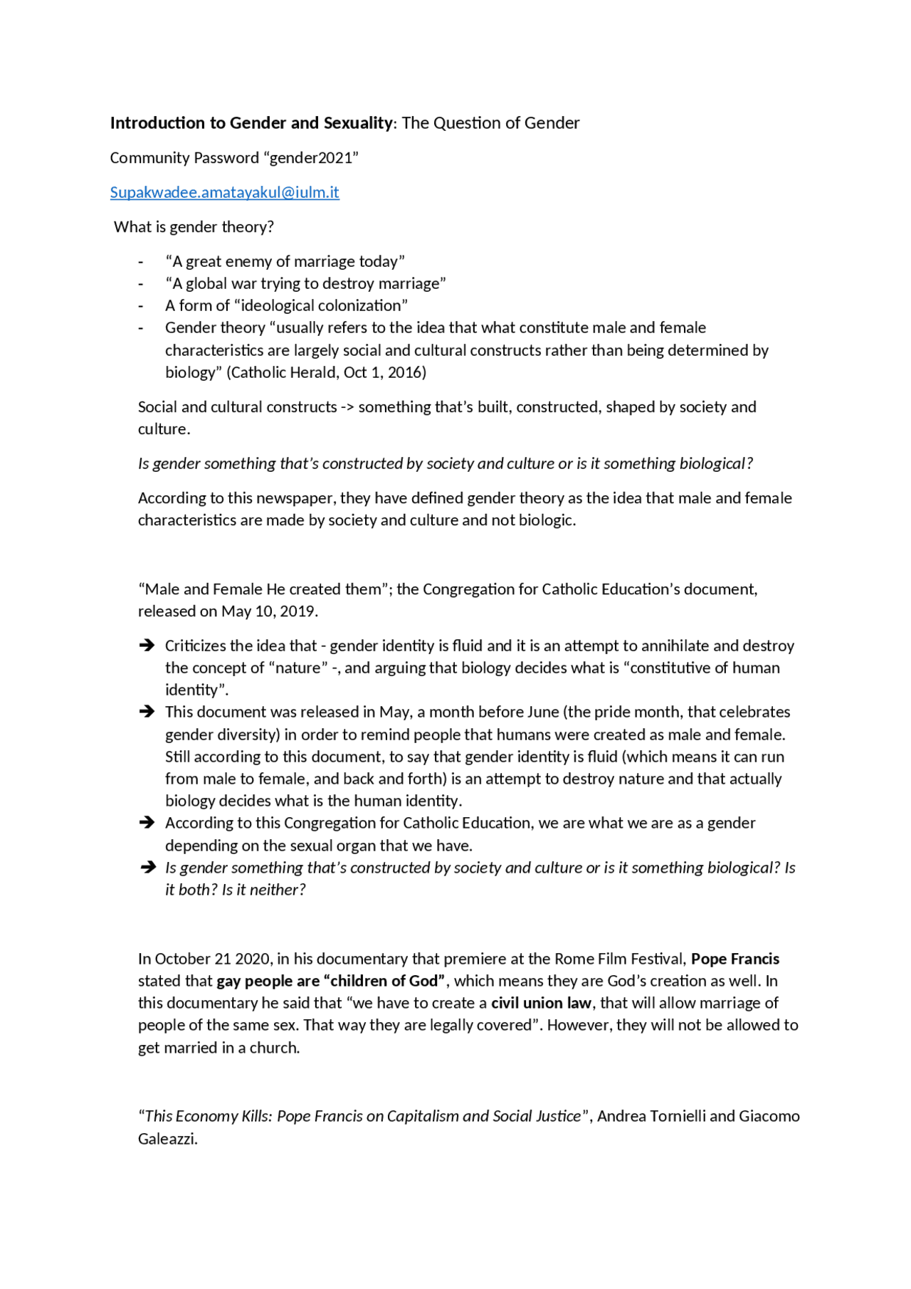 Gender Theory Appunti Docsity