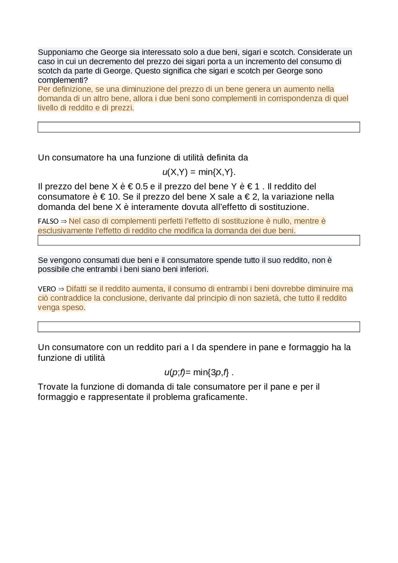 Esercizi domande e risposte microeconomia - Docsity