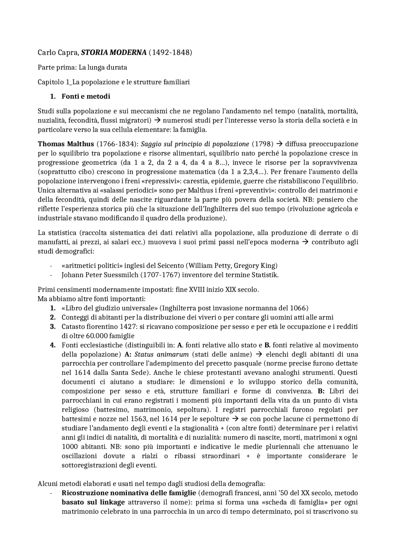 Riassunto Storia Moderna Carlo Capra Docsity
