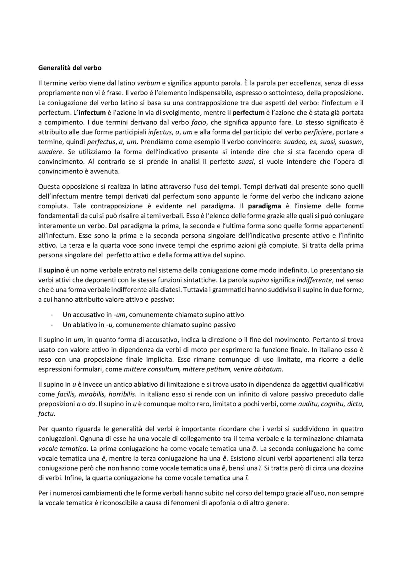 Riassunti Schematici Latino Docsity