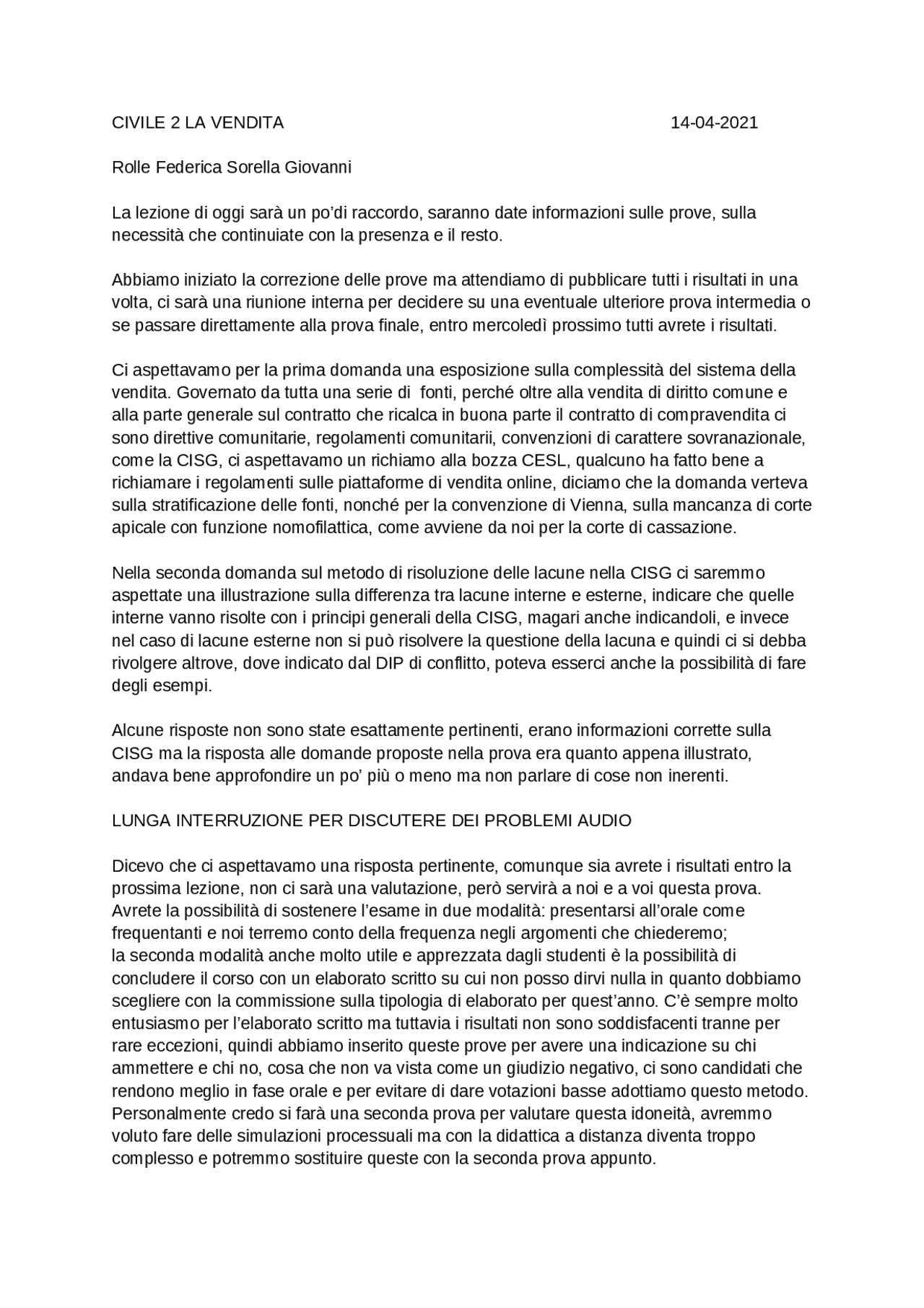 Appunti Lezione Sulla Vendita Docsity