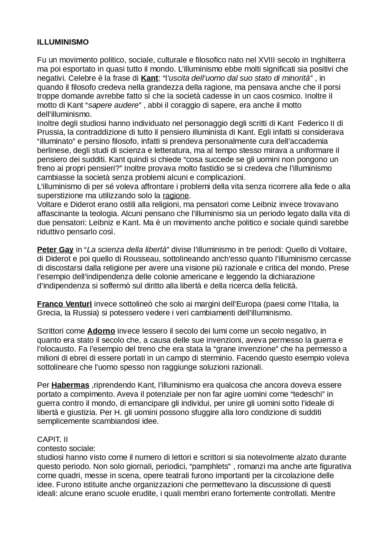 Illuminismo Linee Generali Docsity