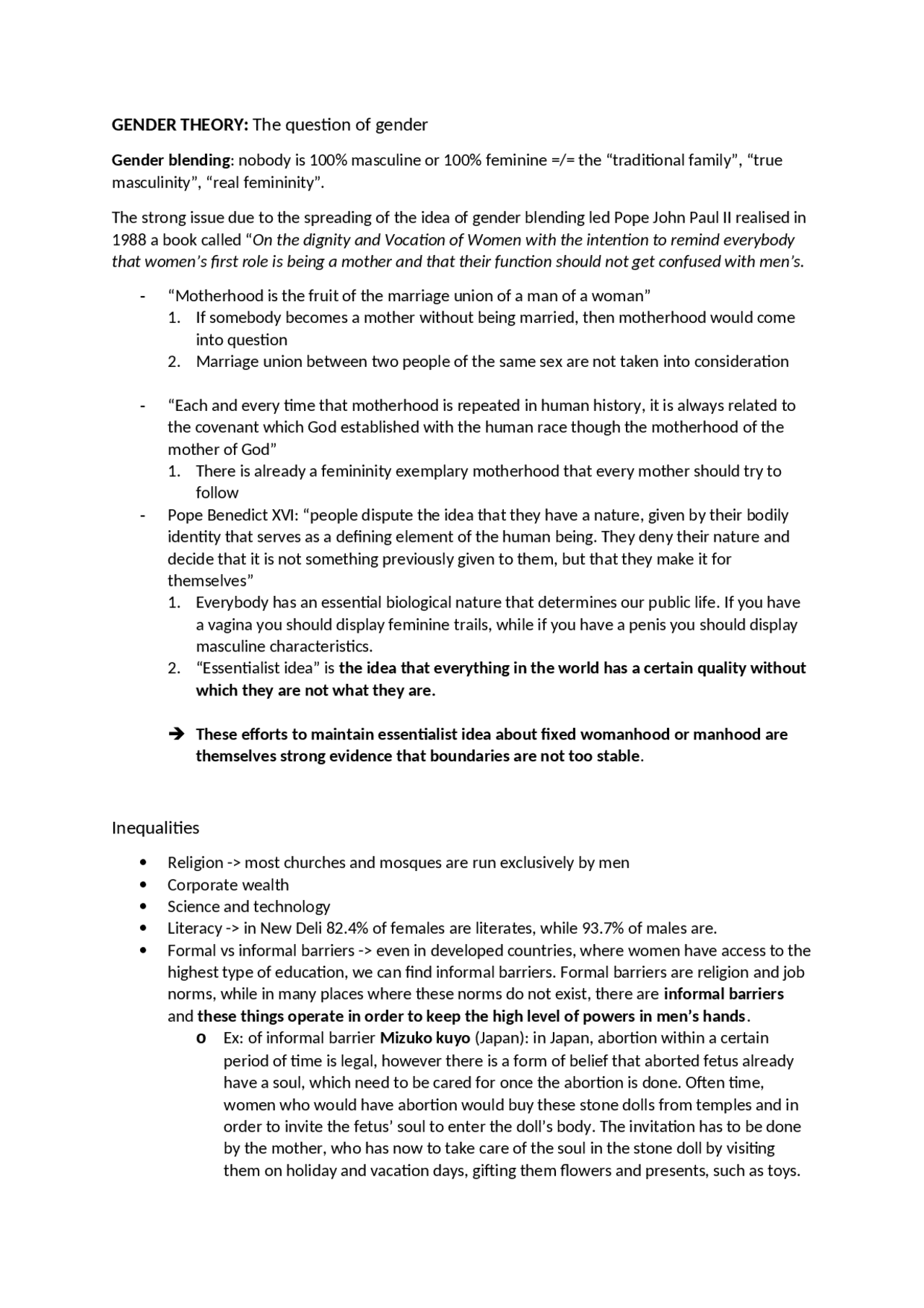 Gender Theory Appunti Appunti Di Sociologia Di Genere Docsity