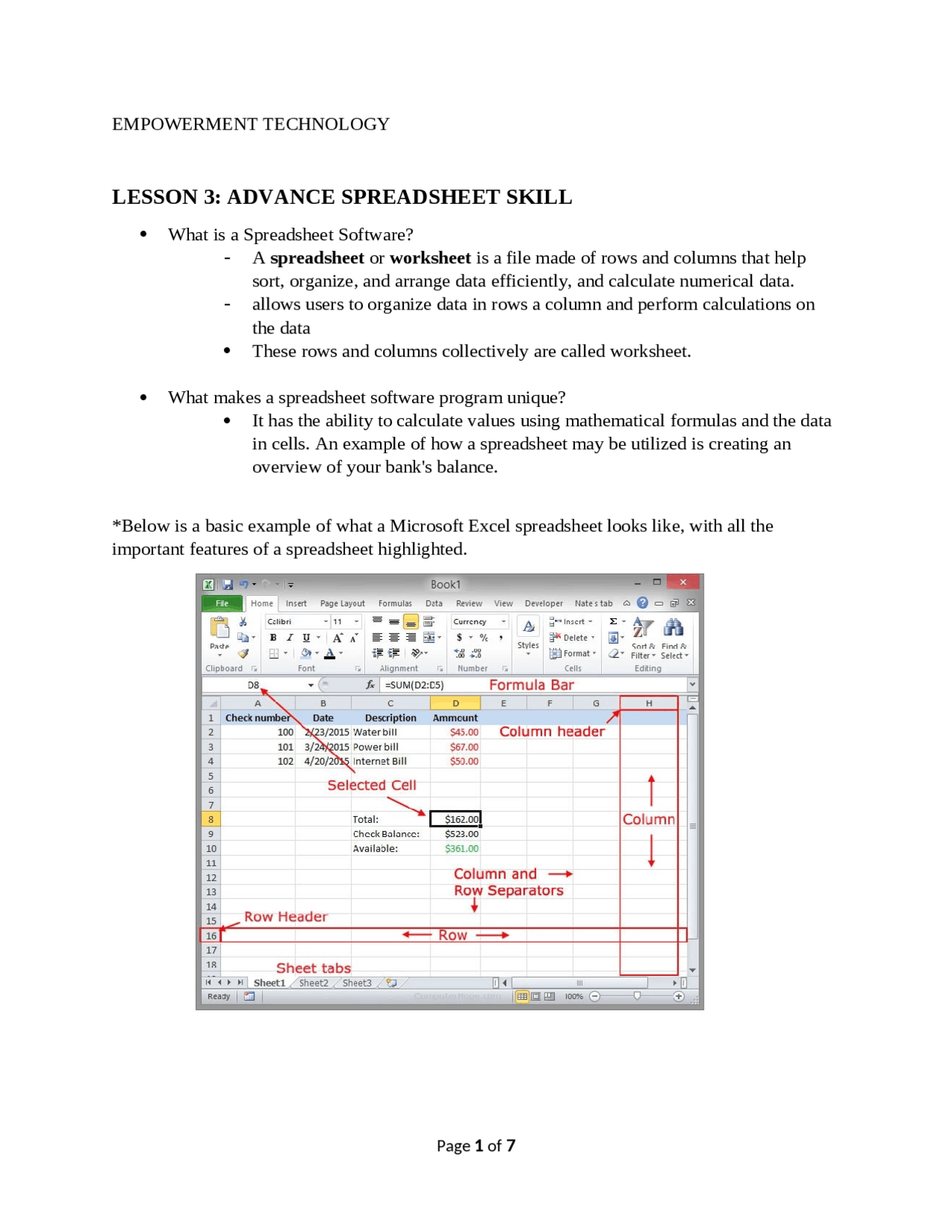 Empowerment Technology: Advanced Spreadsheet and Presentation Skills ...